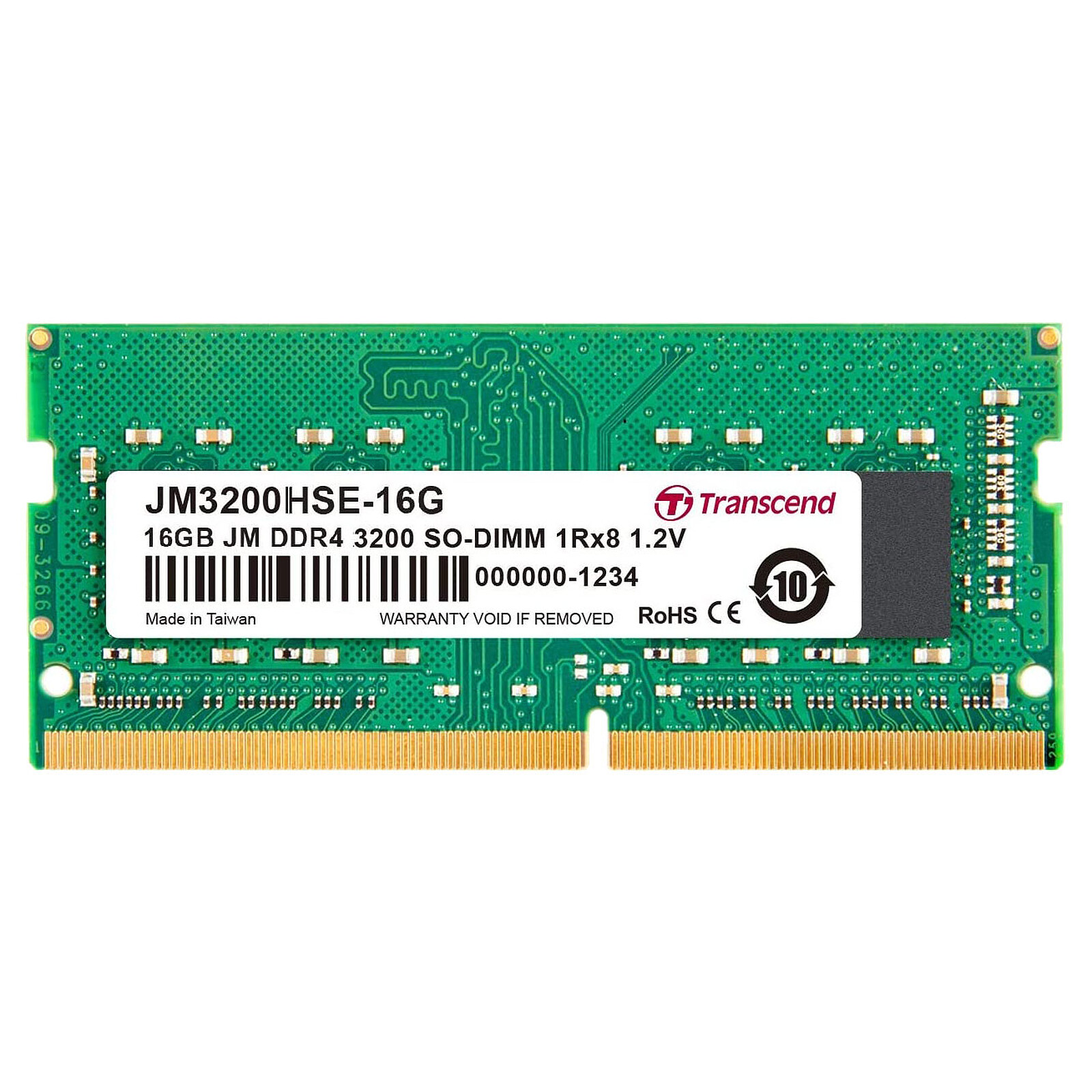 Transcend Notebook JetRam SO DIMM 16 Go DDR4 3200 MHz CL22 1Rx8