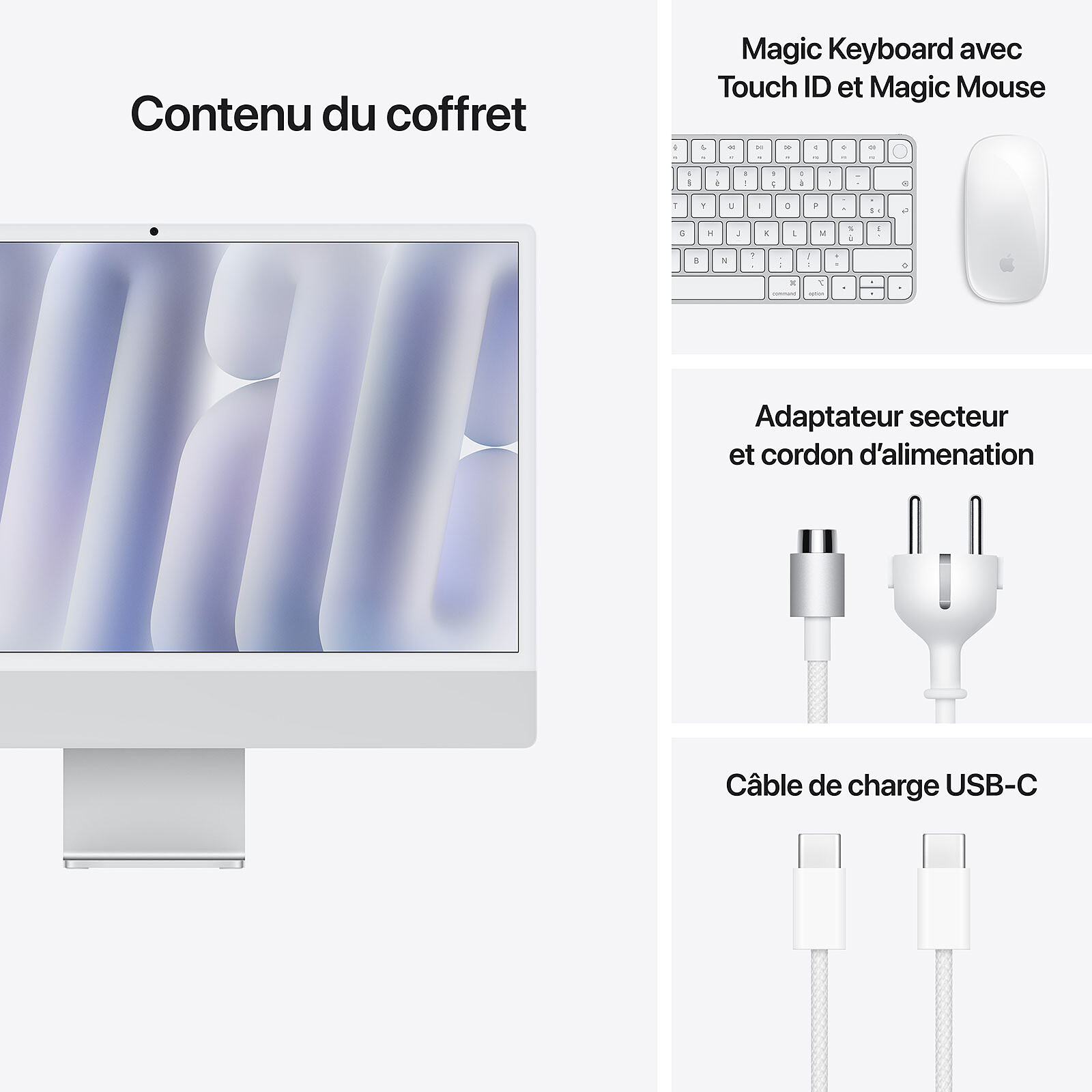 Apple iMac M4 (2024) 24" 32 Go 512 Go Argent (MWUV3FN/A-32GB) - Ordinateur Mac - Garantie 5 ans LDLC