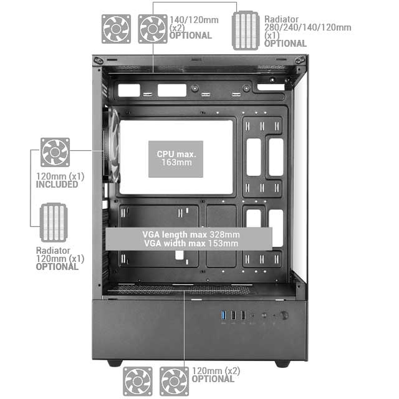 Mars Gaming MC-XO (White) - PC cases - LDLC