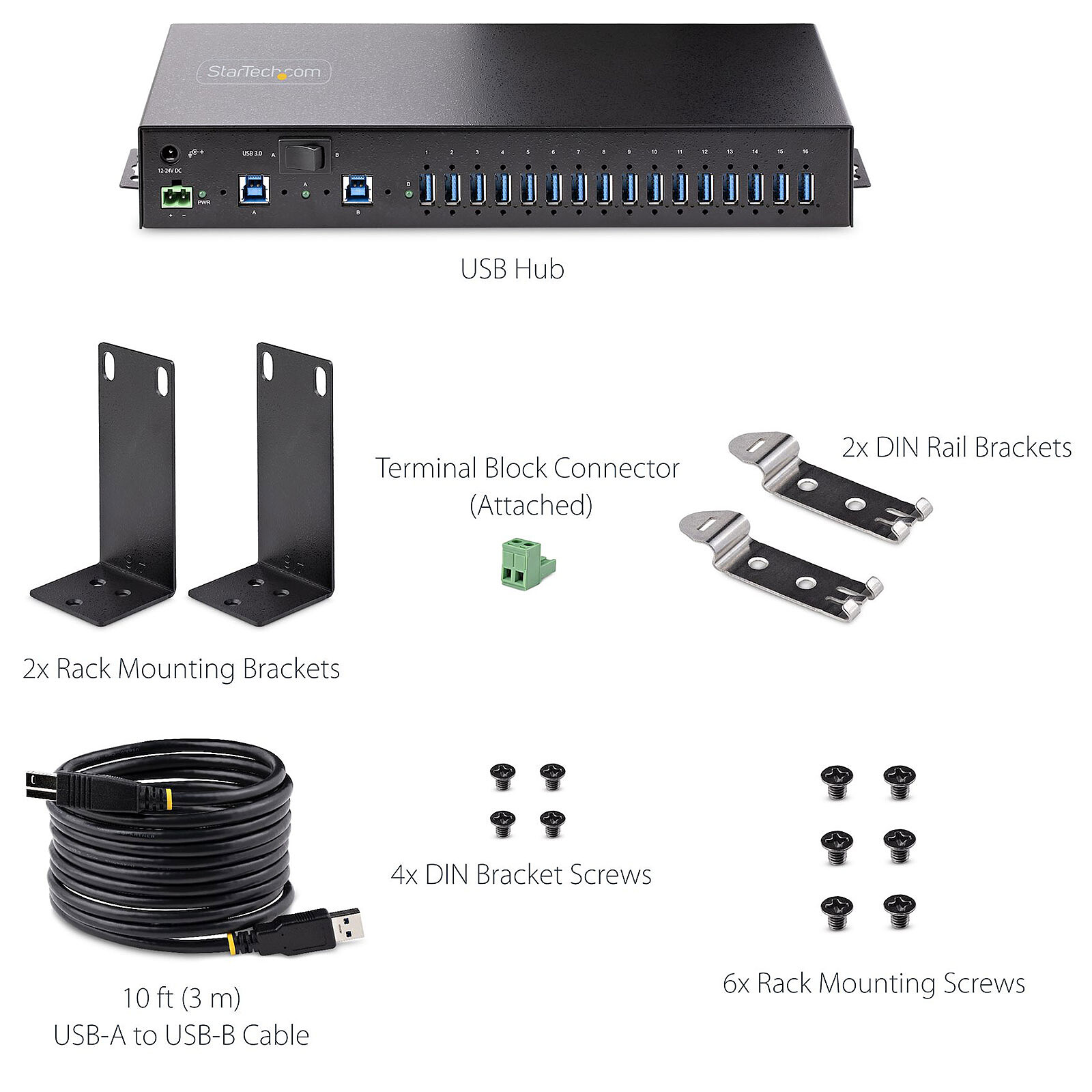 StarTech.com Hub industriel USB 3.0 à 16 ports - Hub USB - LDLC