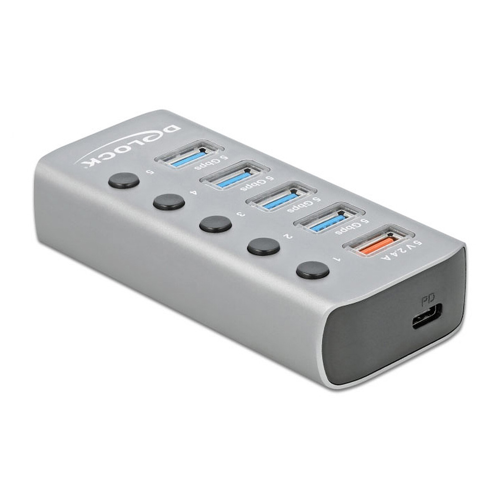 DeLock Hub USB 3.0 à 6 ports avec 1 port USB-A dédié à la charge (5V 2 ...