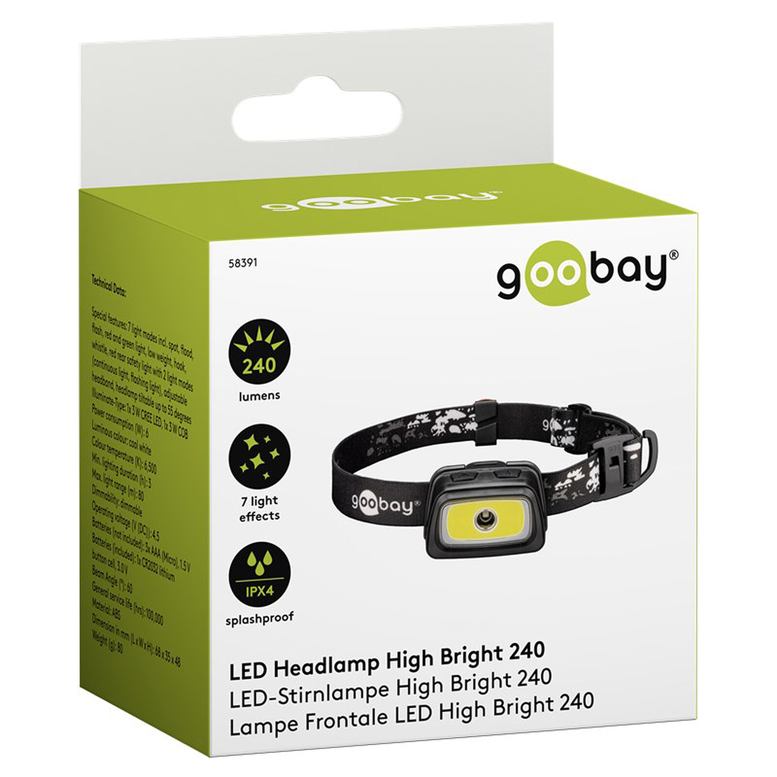 Linterna frontal LED Goobay High Bright 240 - Lámpara - LDLC