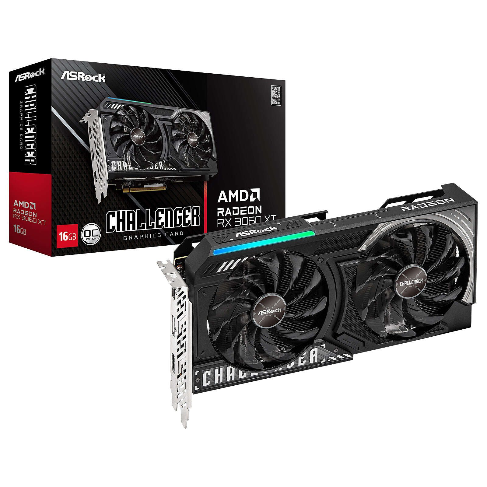 ASRock AMD Radeon RX 9060 XT Challenger 16GB OC - Carte graphique - Garantie 3 ans LDLC