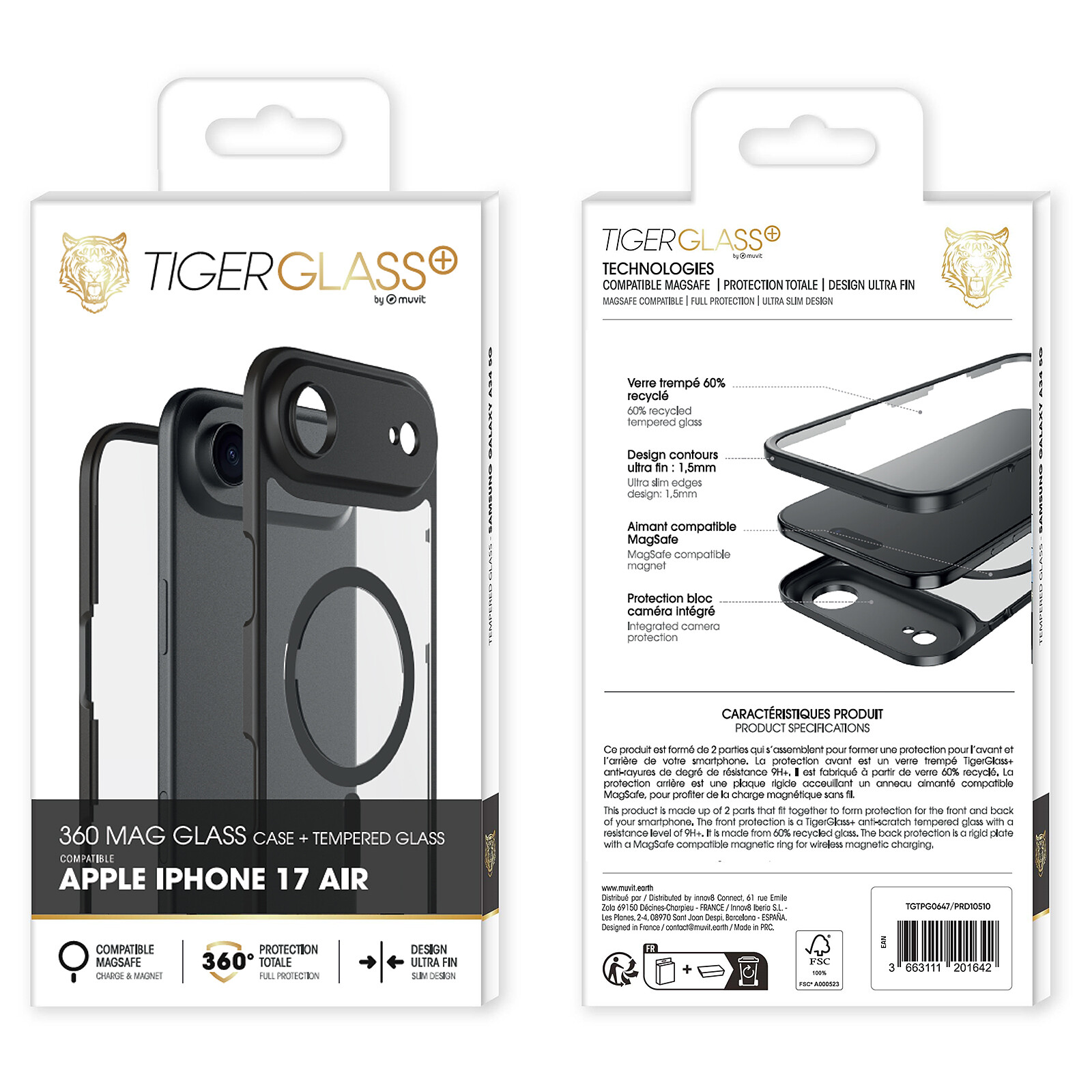 Tiger Glass Plus 360 Mag Glass iPhone Air - Protection écran - LDLC