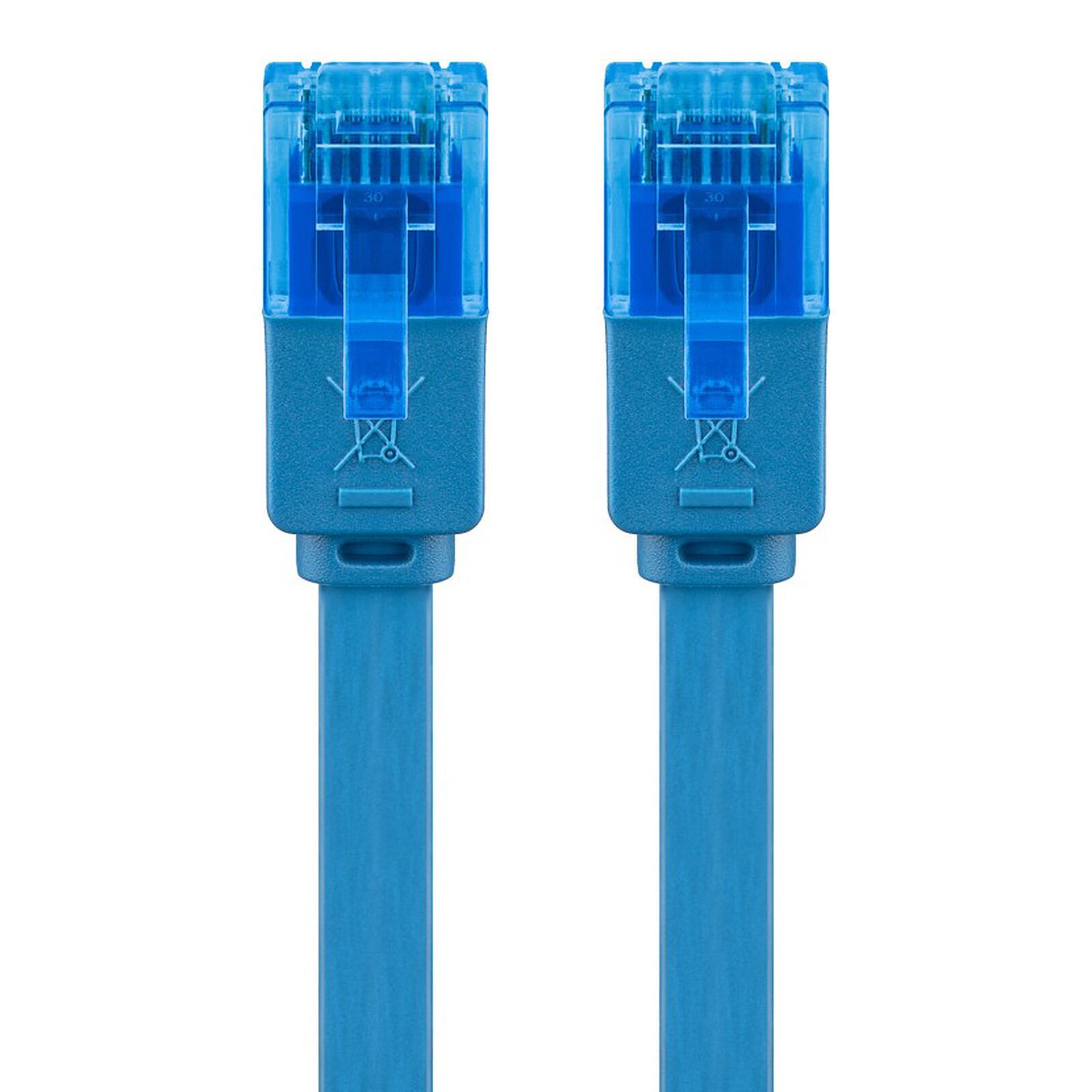 Goobay Câble RJ45 Plat Cat 6a U/UTP 2 m (Bleu) - Câble RJ45 - LDLC