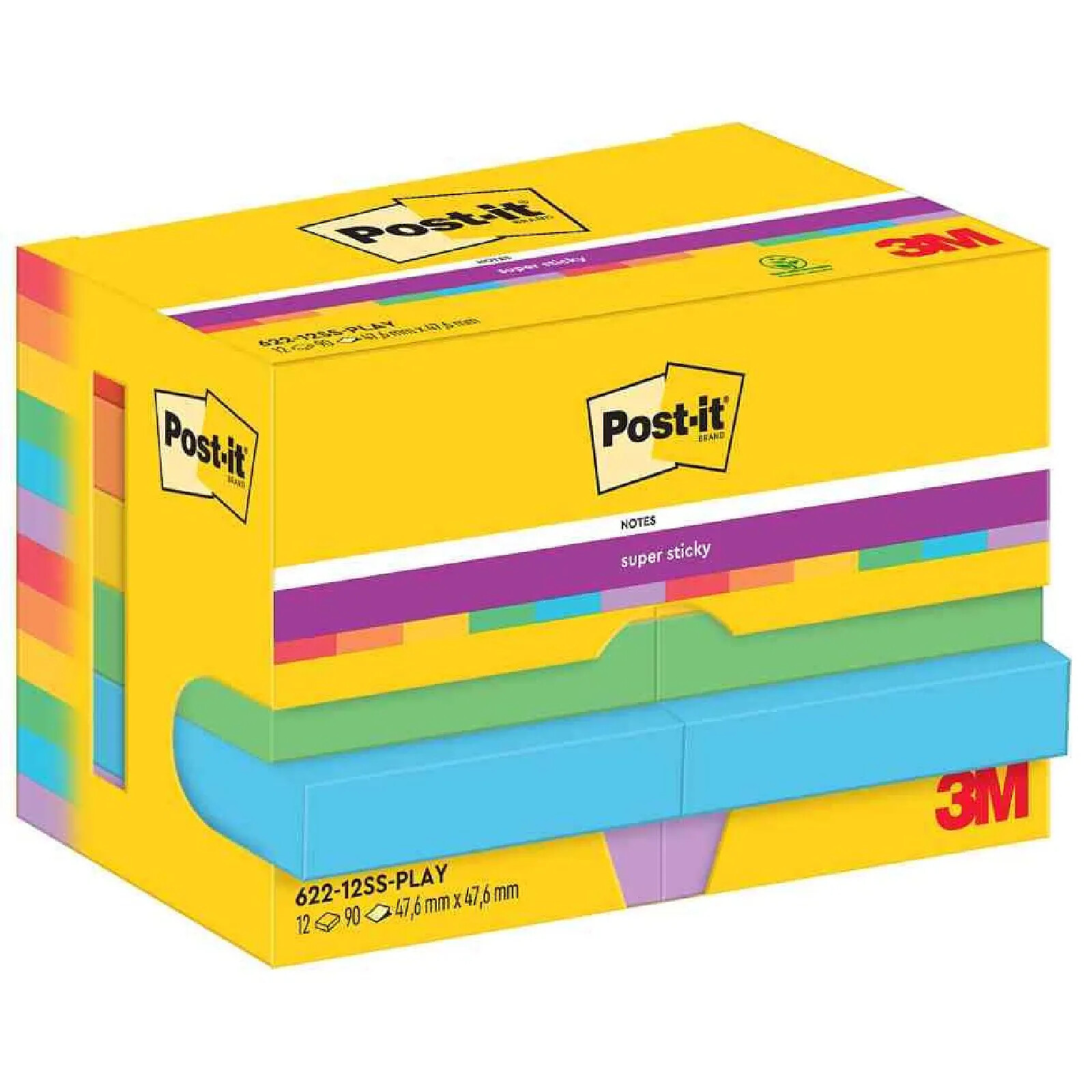 POST-IT Bloc-note adhésif Super Sticky Notes, 47,6 x 47,6 mm 6 couleurs ...