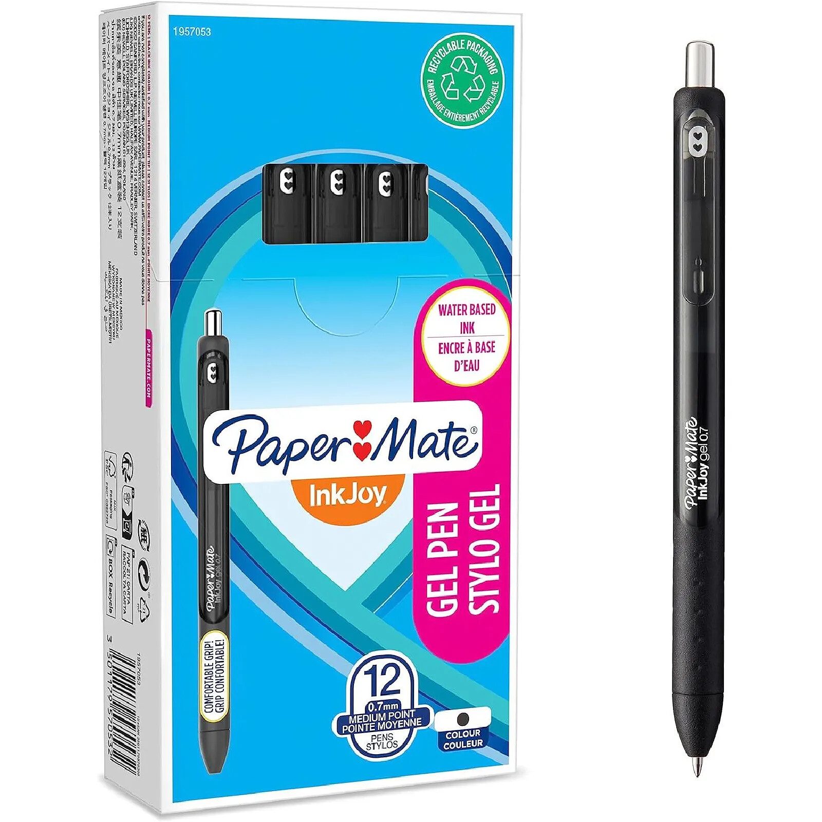 PAPER MATE Stylo à encre Gel InkJoy 0,7 mm Noir x 12 - Stylo & feutre ...