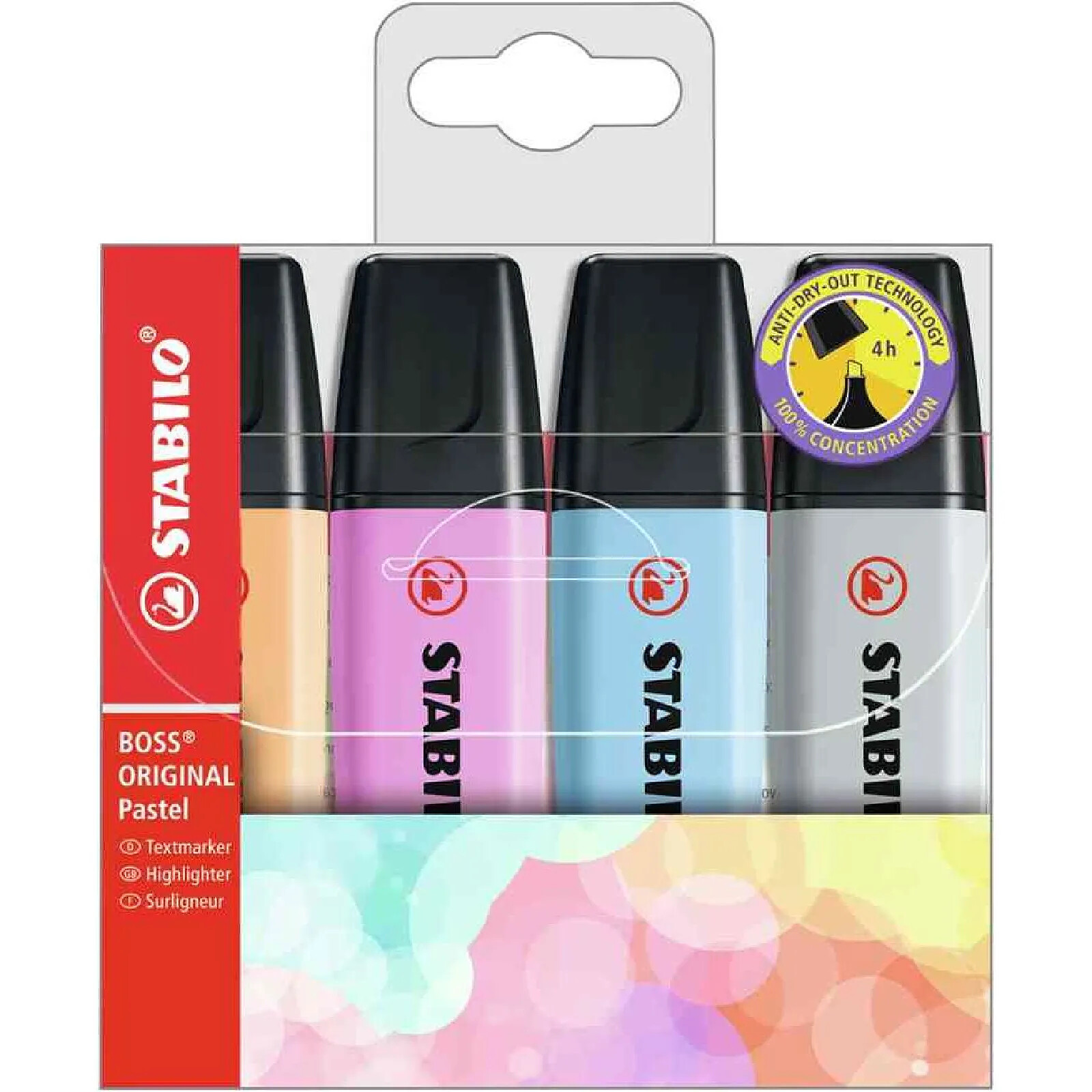 STABILO Surligneur BOSS ORIGINAL Pastel, étui en PET de 4 - Surligneur ...