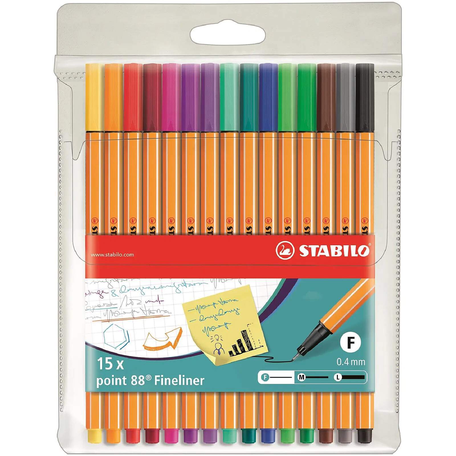 STABILO Pochette de 15 stylos feutres pointe fine point 88 x 10 - Stylo ...