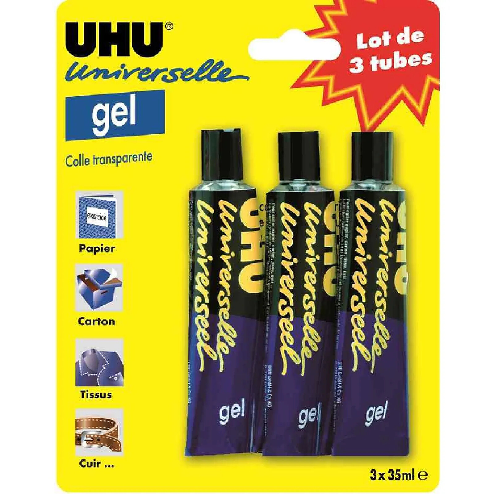 UHU Colle universelle gel, set de 3 x 35 ml - Ruban adhésif & colle - LDLC