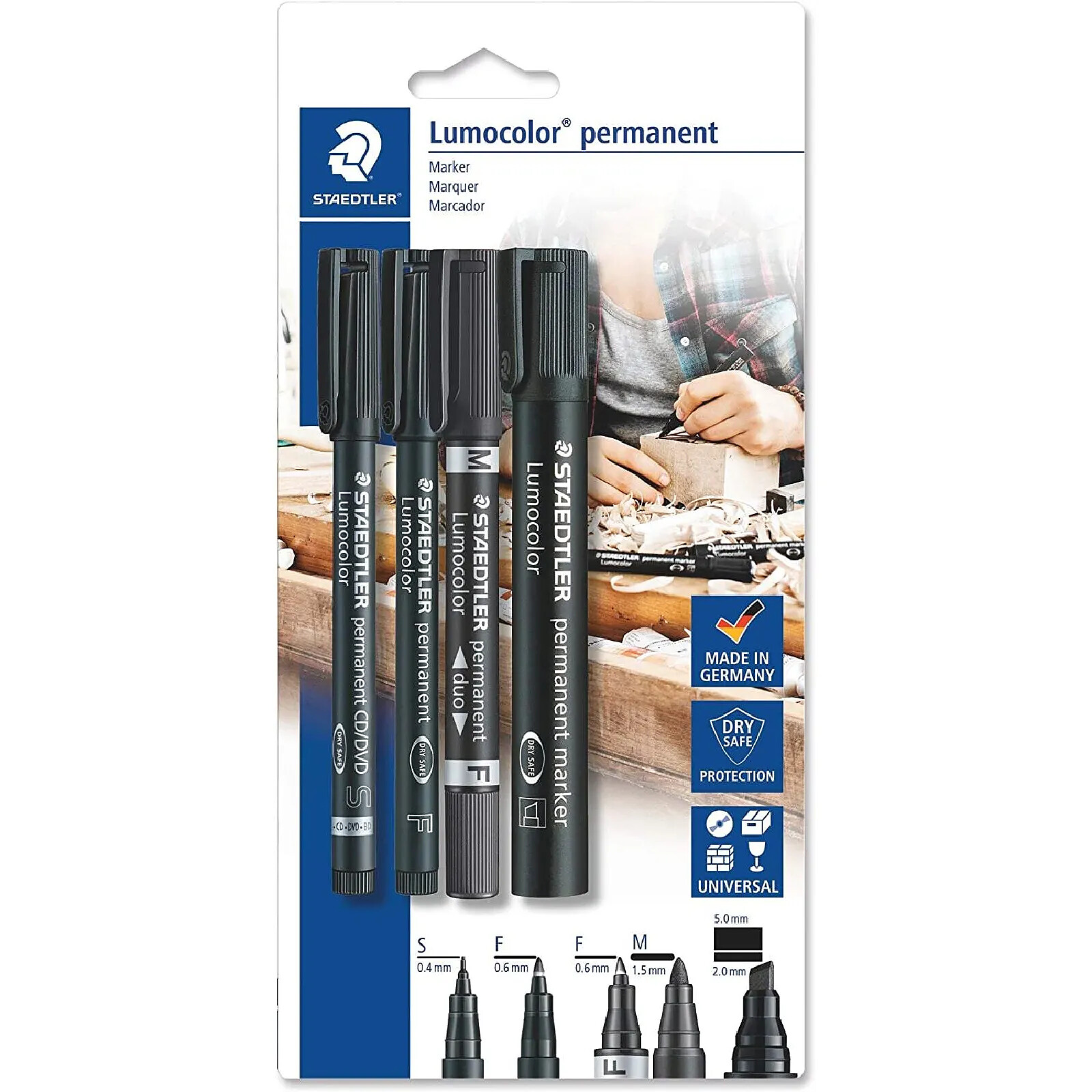 STAEDTLER Set de 4 marqueurs permanents Lumocolor, noir - Marqueur - LDLC