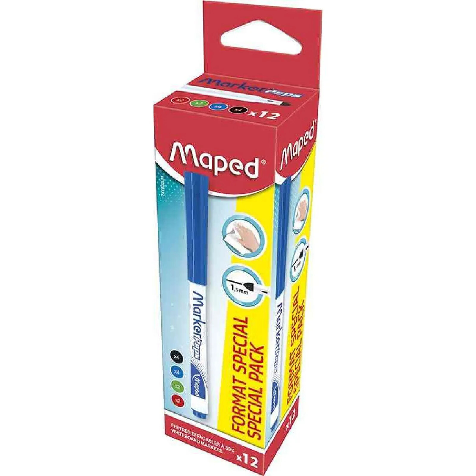 MAPED Feutre à tableau blanc Marker'Peps, pack promo de 12 - Marqueur ...