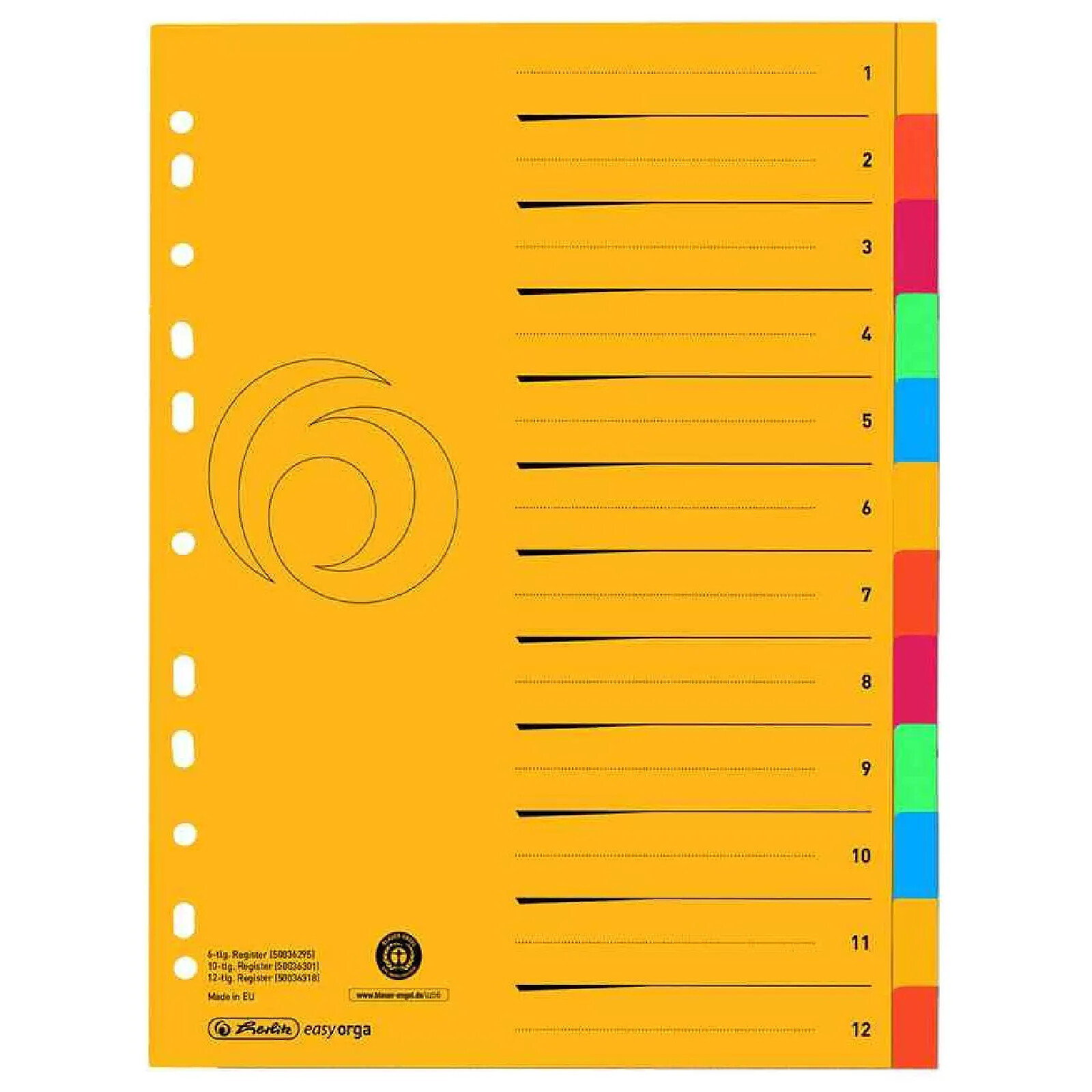 HERLITZ Intercalaire en carton, A4 extra large, 12 pièces ...