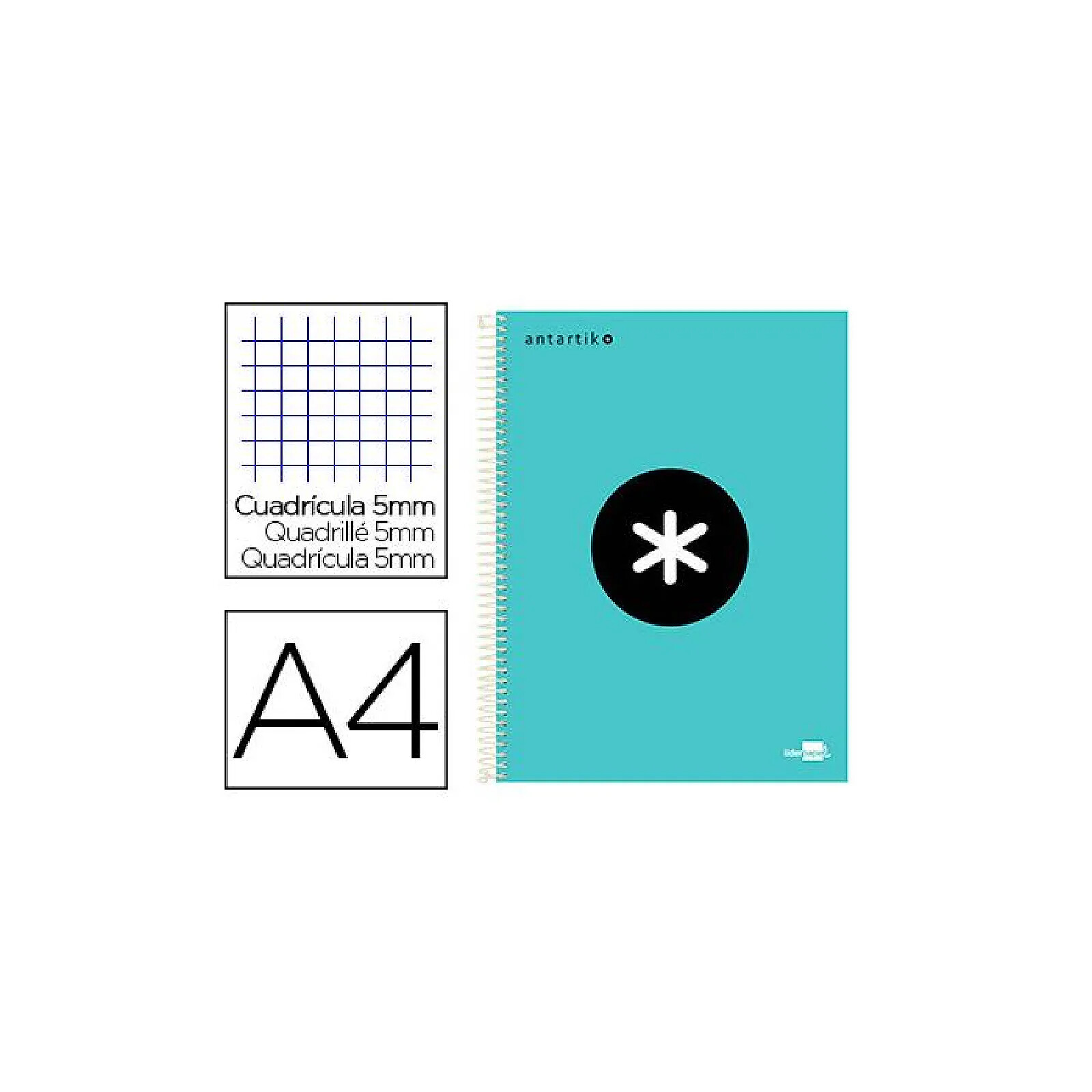 ANTARTIK Cahier spirale A4 240p 100g rembordé quadrillage 5mm ...
