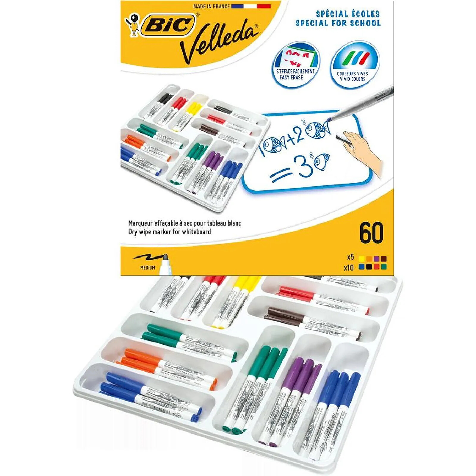 BIC Class pack 60 Feutres Velleda tableau blanc effaçable 1741 Pte ...