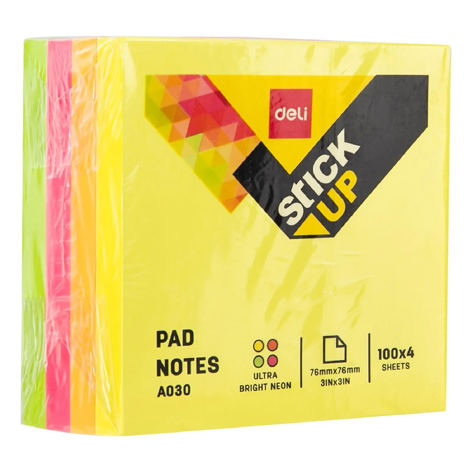 DELI Stick Up Notes adhésives repositionnables 76×76mm - 4×100 feuilles ...