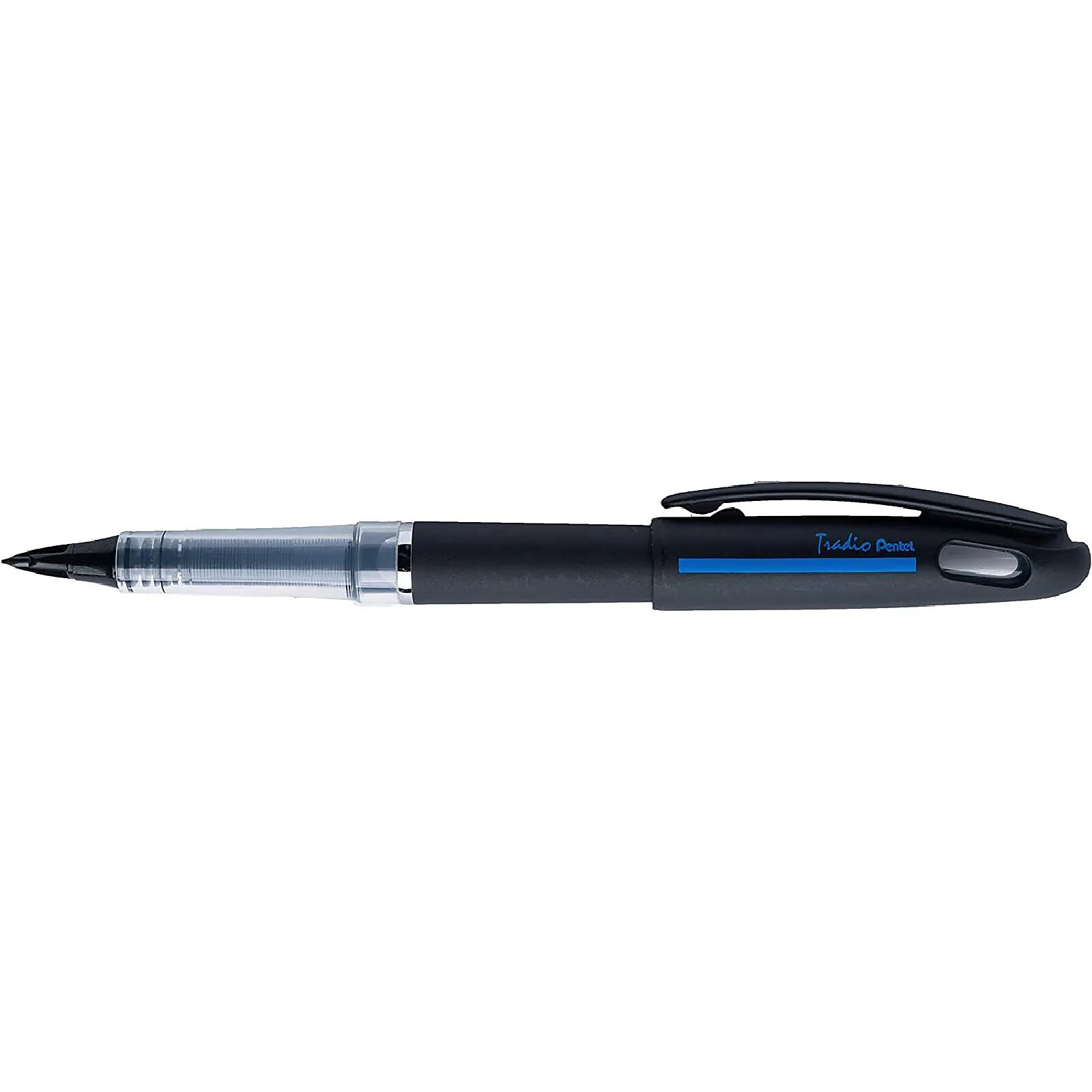 PENTEL Feutre plume Tradio, corps sport chic Noir/bande bleue, encre ...
