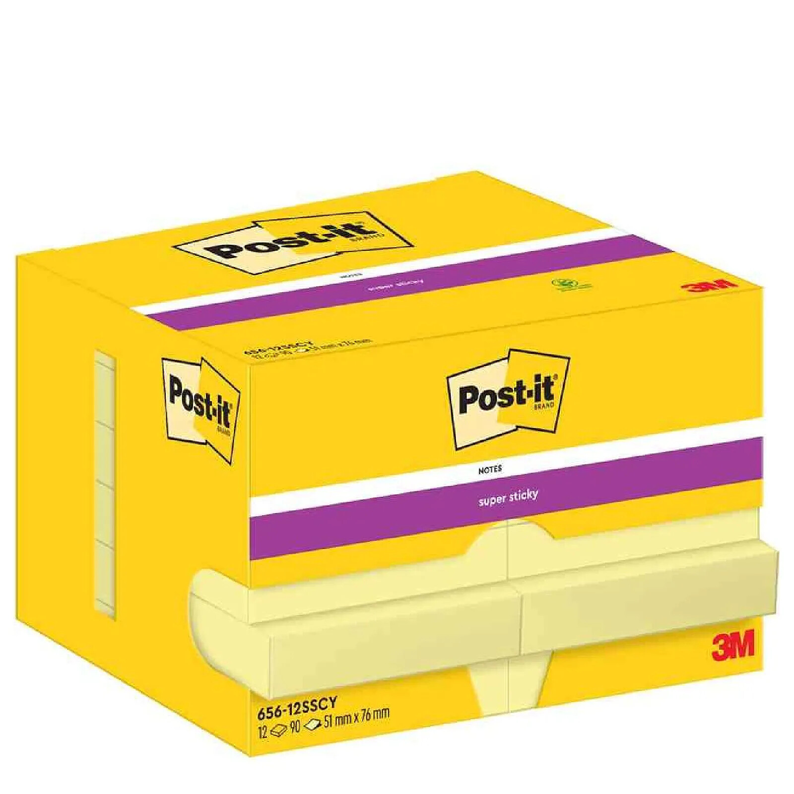 POST-IT Pack 12 Bloc-note adhésif Super Sticky Notes, 51 x 76 mm Jaune ...