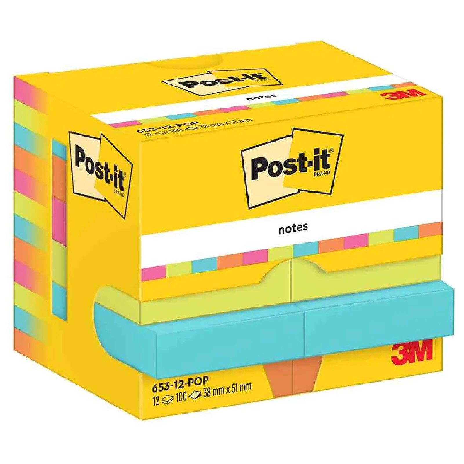 POST-IT Pack de 12 Bloc-note Adhésif 38 x 51 mm Poptimistic - Bloc ...
