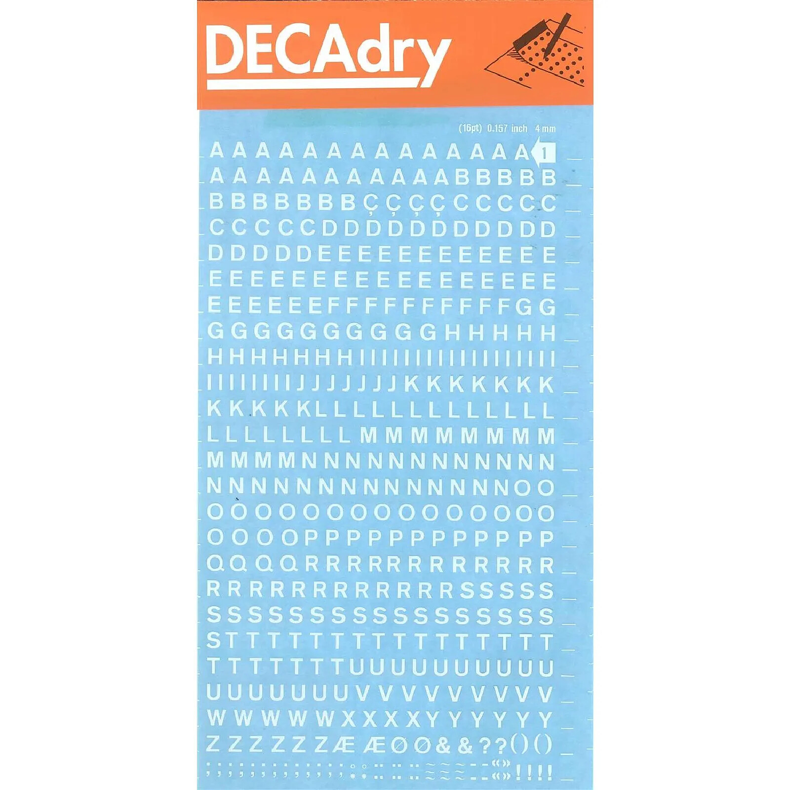 DECADRY Lettres Transferts (1 Feuille) DDB1F 4 mm Blanc - Etiquette - LDLC