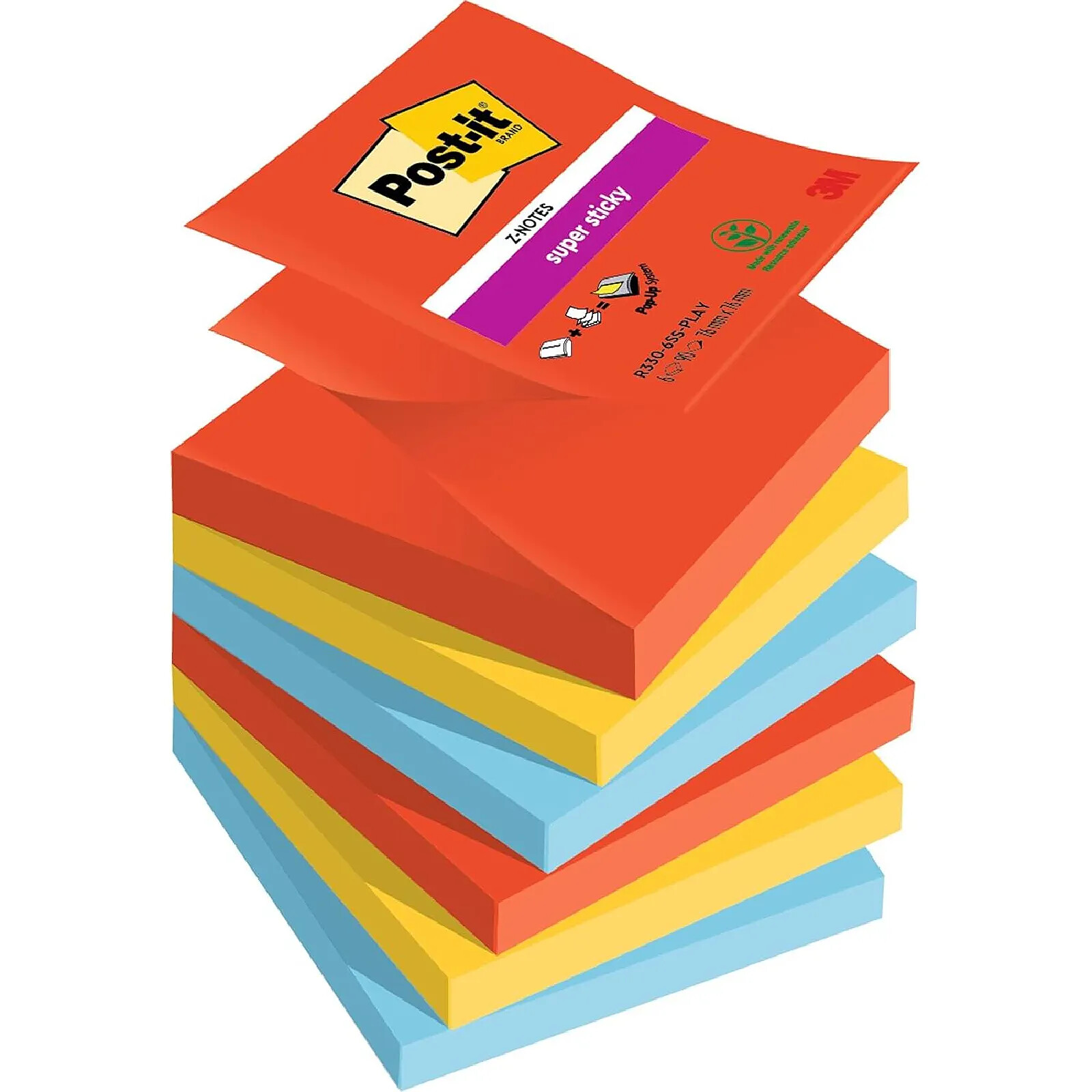 POST-IT Pack 6 Bloc-note adhésif Super Sticky Notes, 127 x 76 mm ...