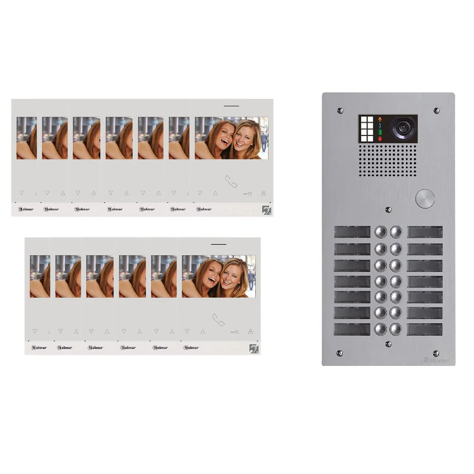Golmar - Kit interphone vidéo collectif BUS 2 fils G2P 13 appels ...