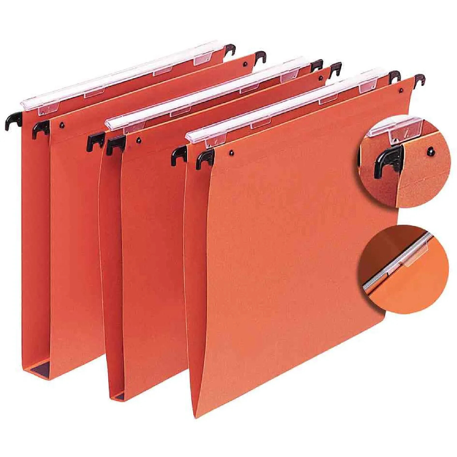 ELBA Boîte de 25 dossiers suspendus Medium 220g Tiroirs Fond V Orange ...
