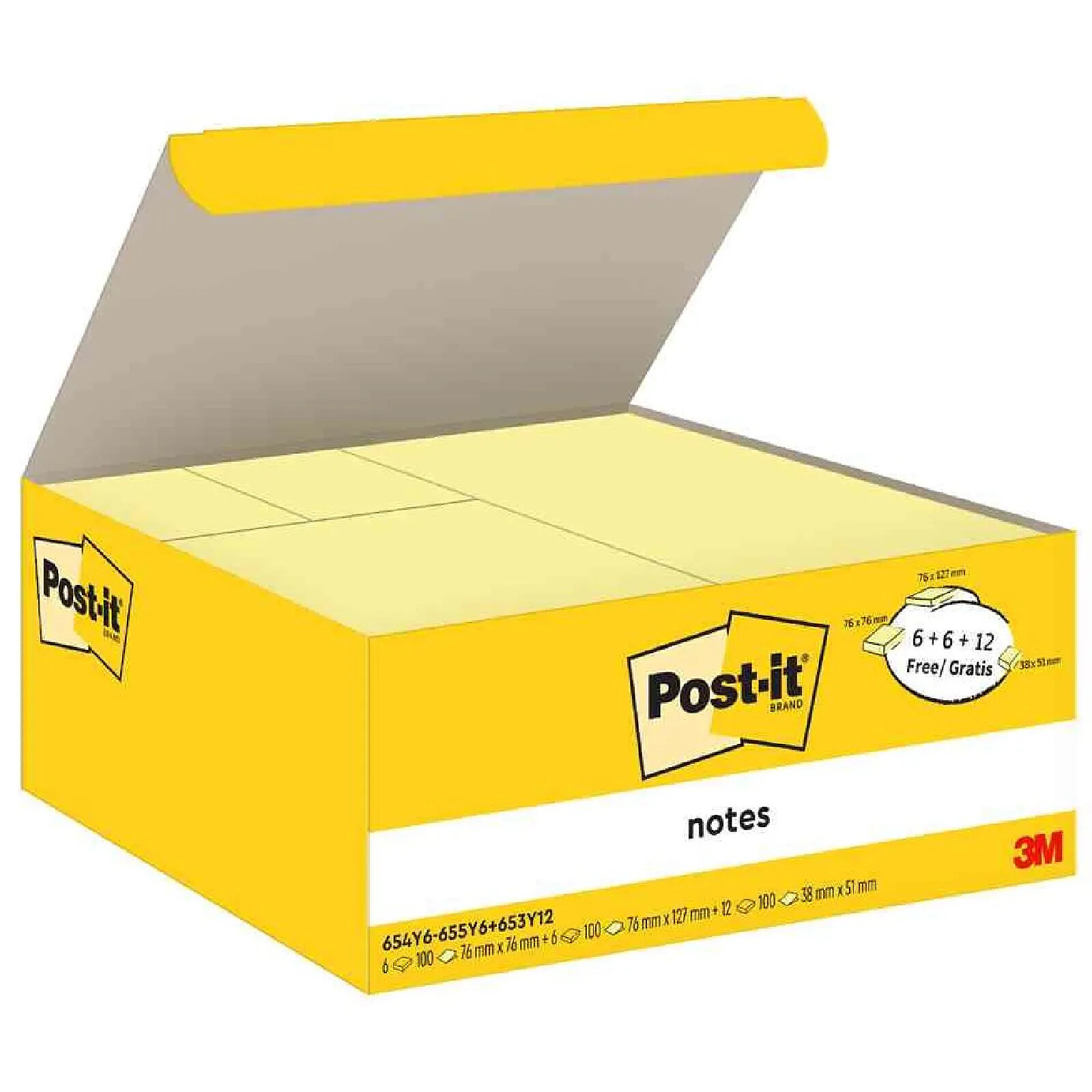 POST-IT Bloc-note adhésif, pack avantage, jaune - Bloc repositionnable ...