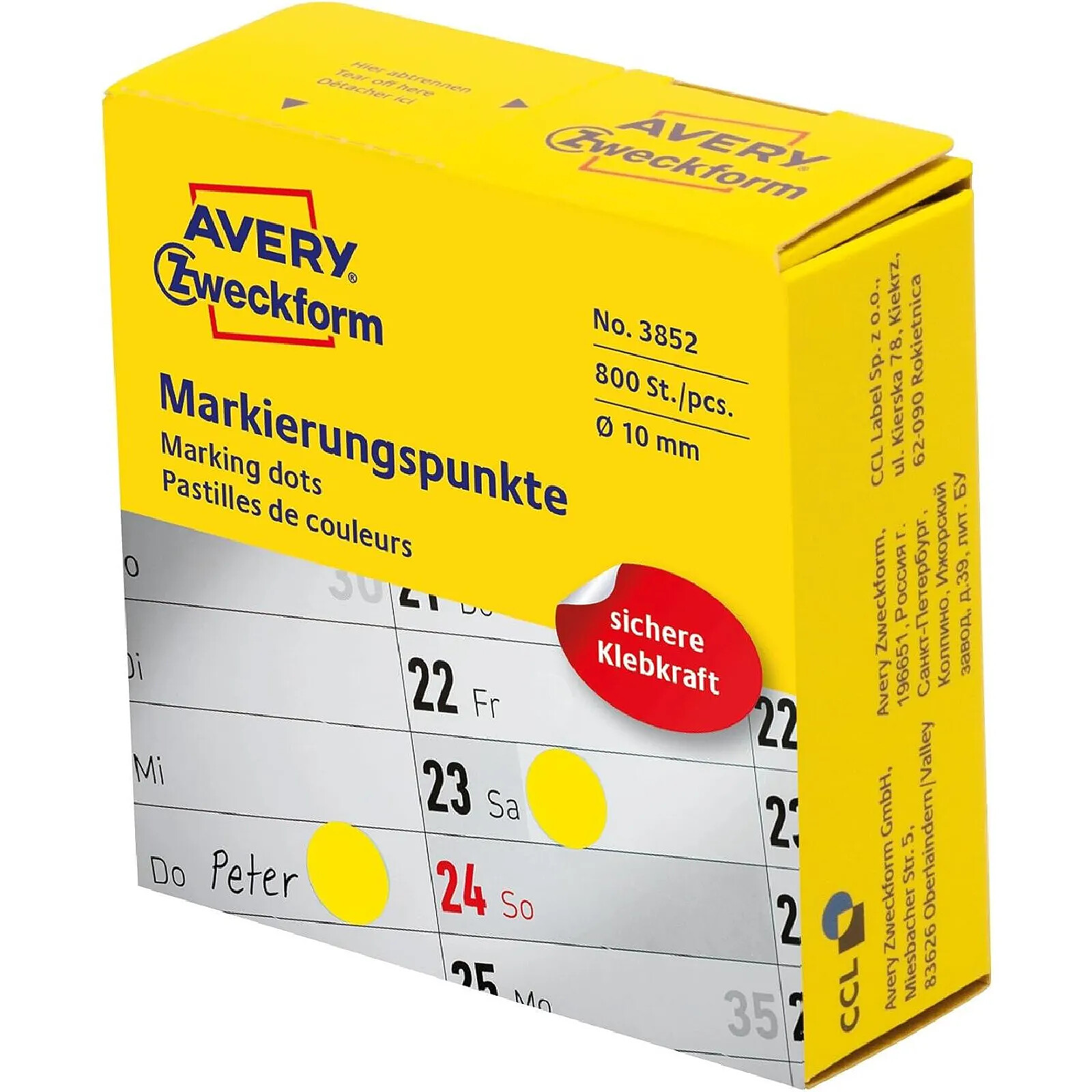 AVERY Pastilles de couleurs, 10 mm, jaune - Etiquette - LDLC