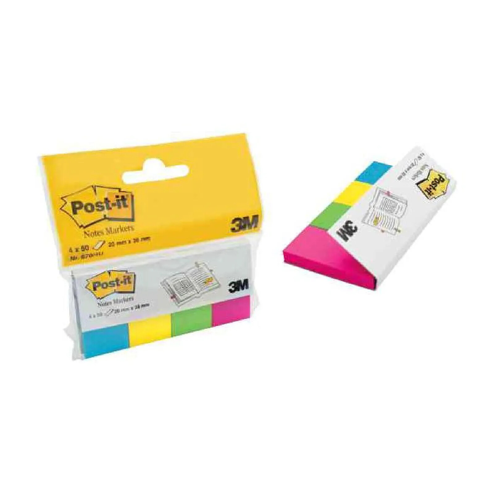 POST-IT Étui Index repositionnable, 20 x38 mm 4 x 50 index Néon ...