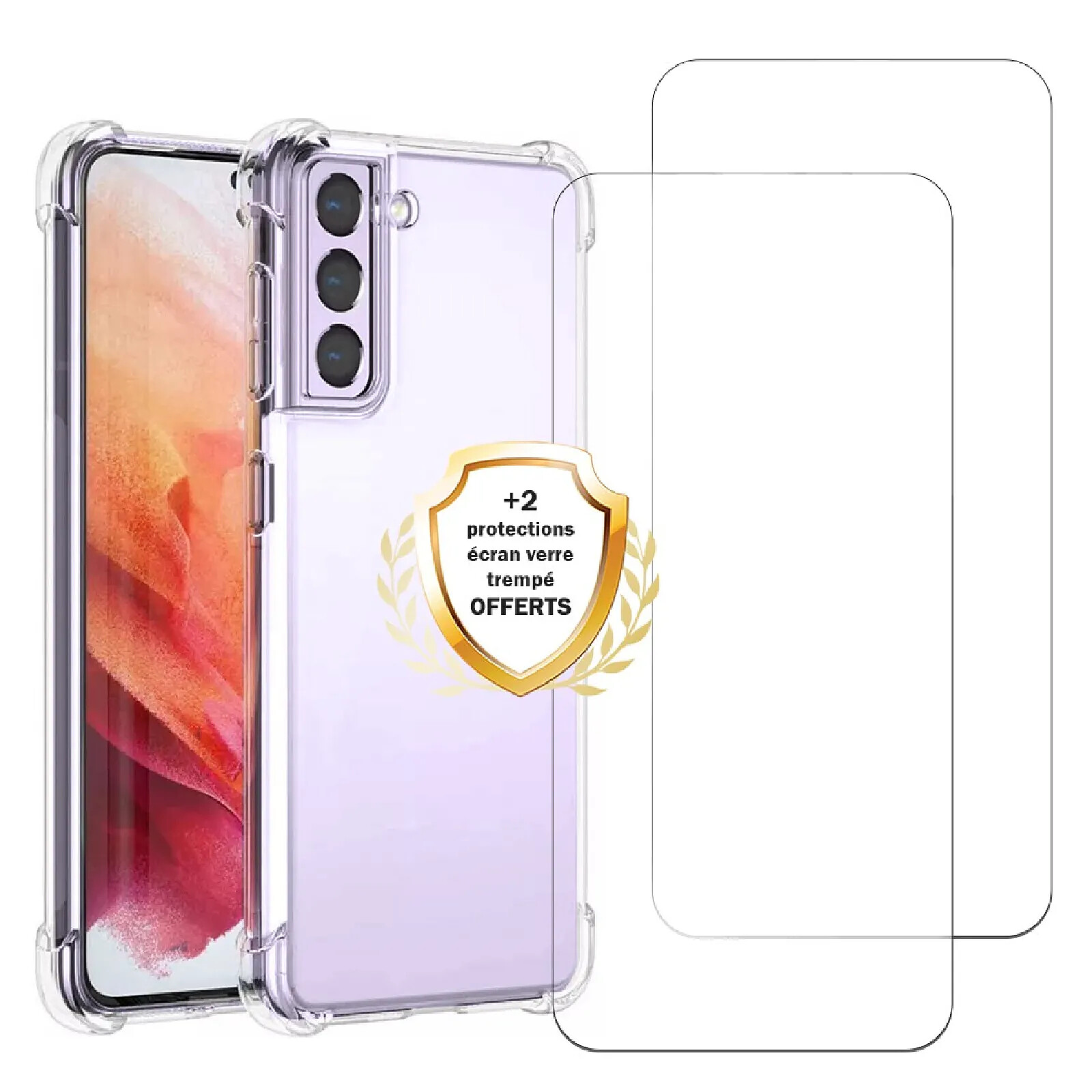 Evetane Coque Samsung Galaxy S24 Antichoc coins renforcés Silicone + 2 ...