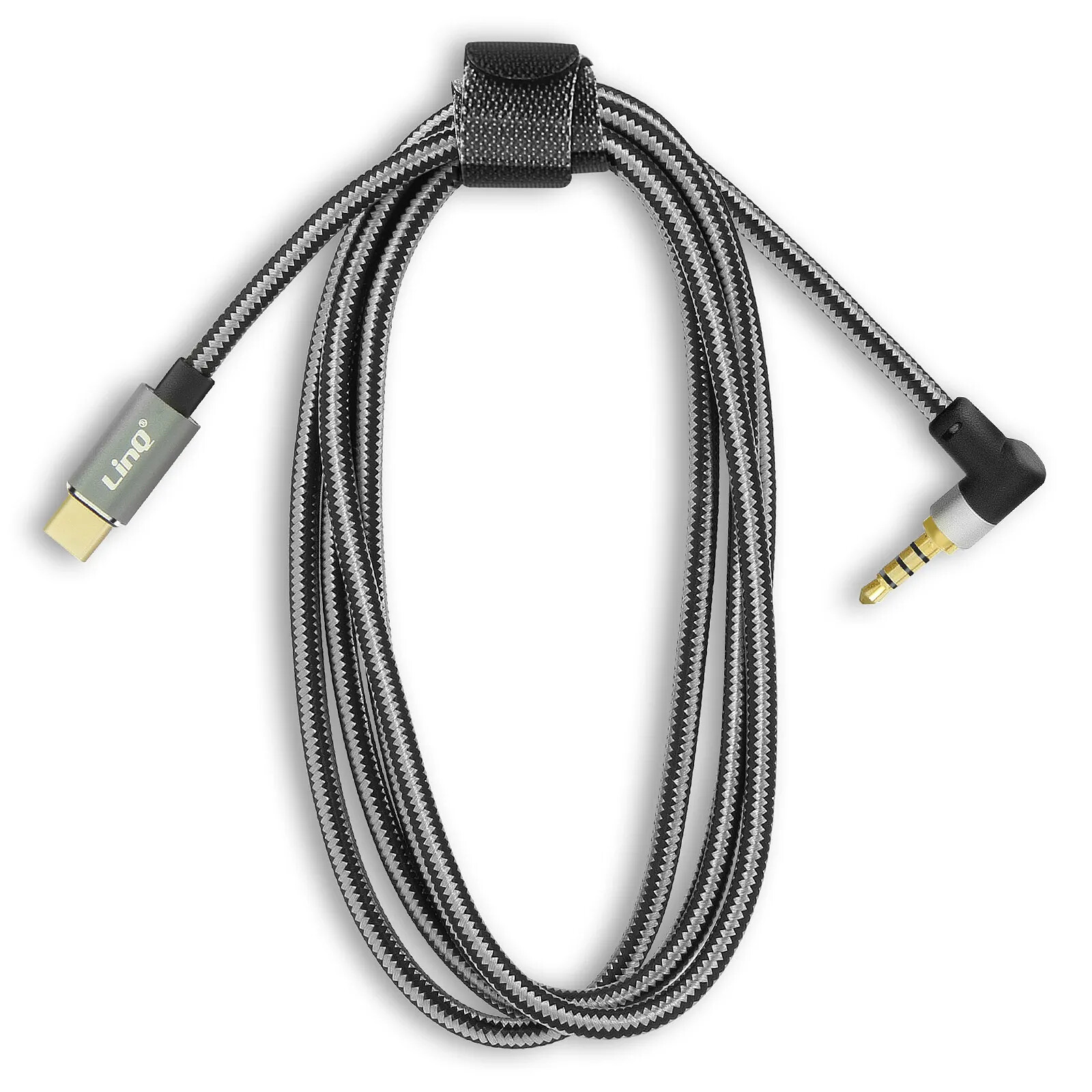 LinQ Câble USB-C vers Jack 3.5mm 4 Broches Mâle Connecteur Coudé Nylon ...