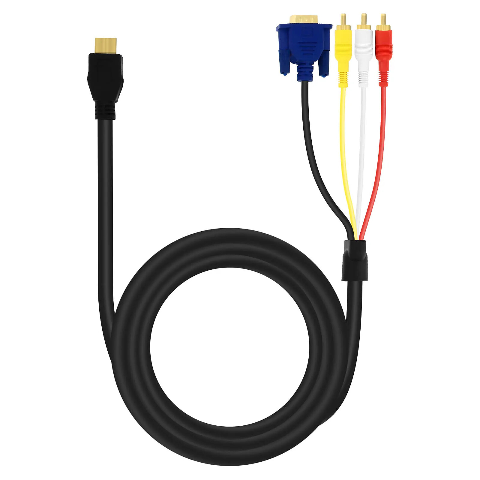 LinQ Câble HDMI vers 3x RCA Mâles et VGA Mâle Adaptateur Vidéo 1.5m ...