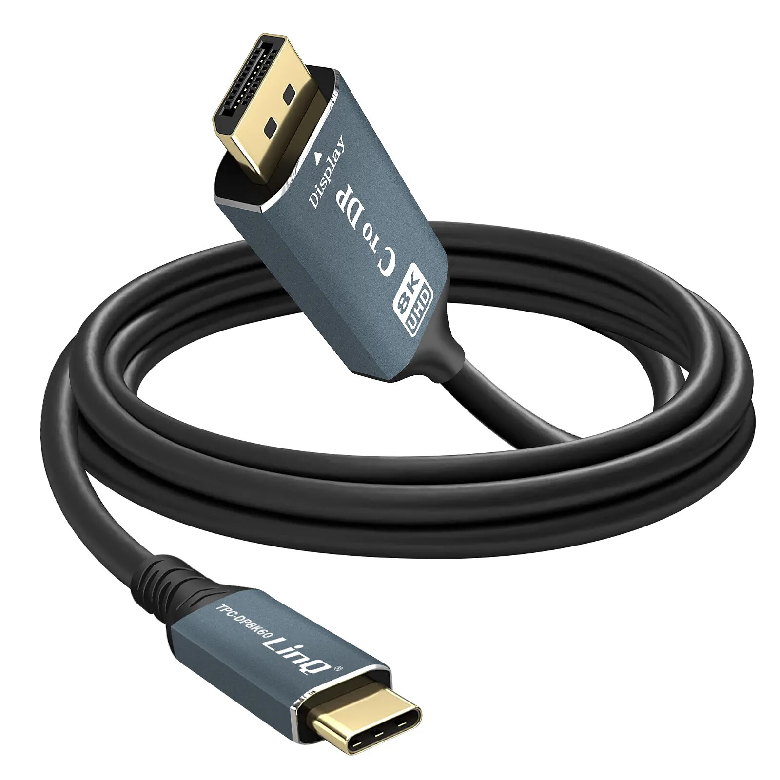 LinQ Câble Vidéo 8K USB type C vers DisplayPort Mâle Haute Résolution 1 ...