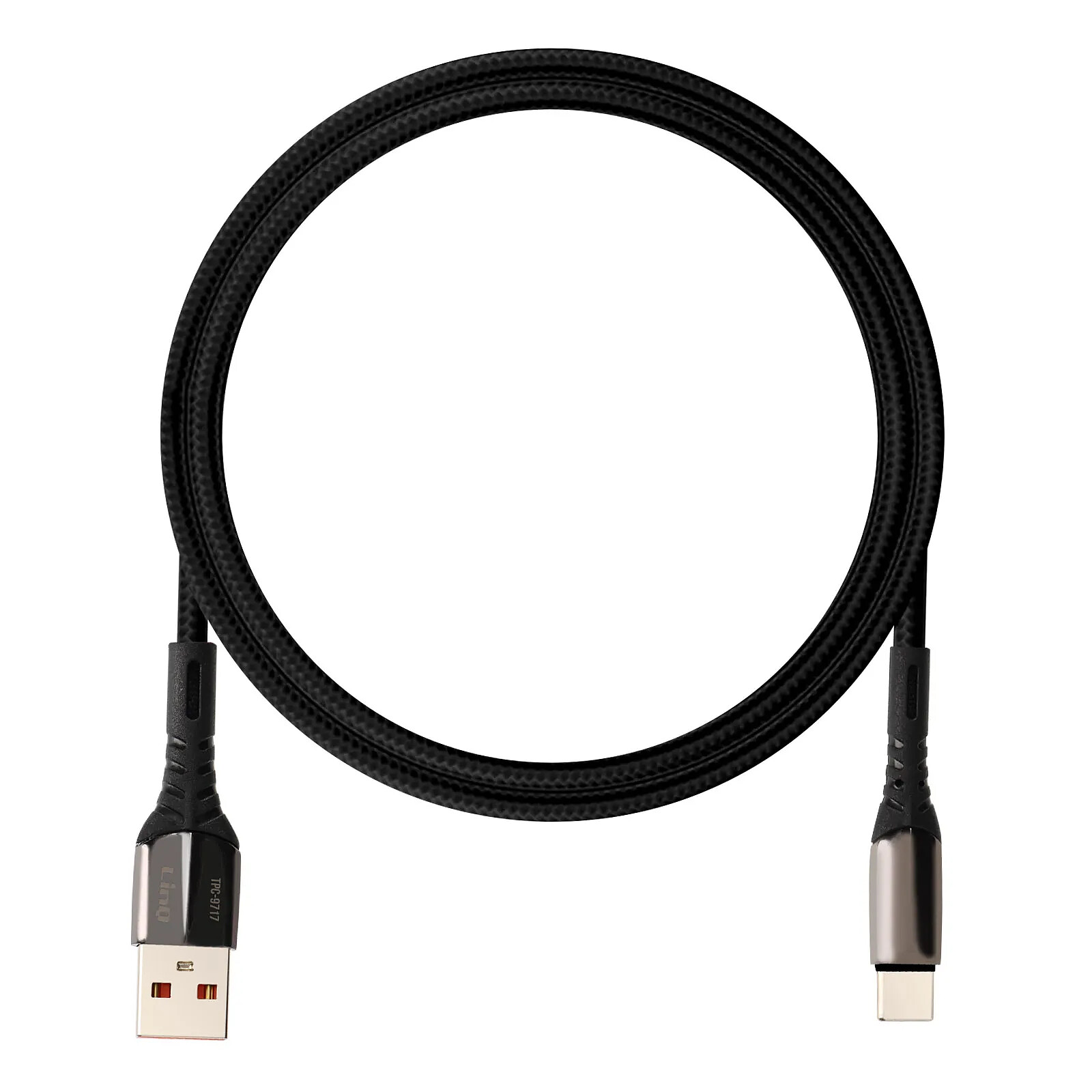 LinQ Câble USB vers USB C Fast Charge 5A Synchronisation Nylon tressé 1m Noir - Câble ...
