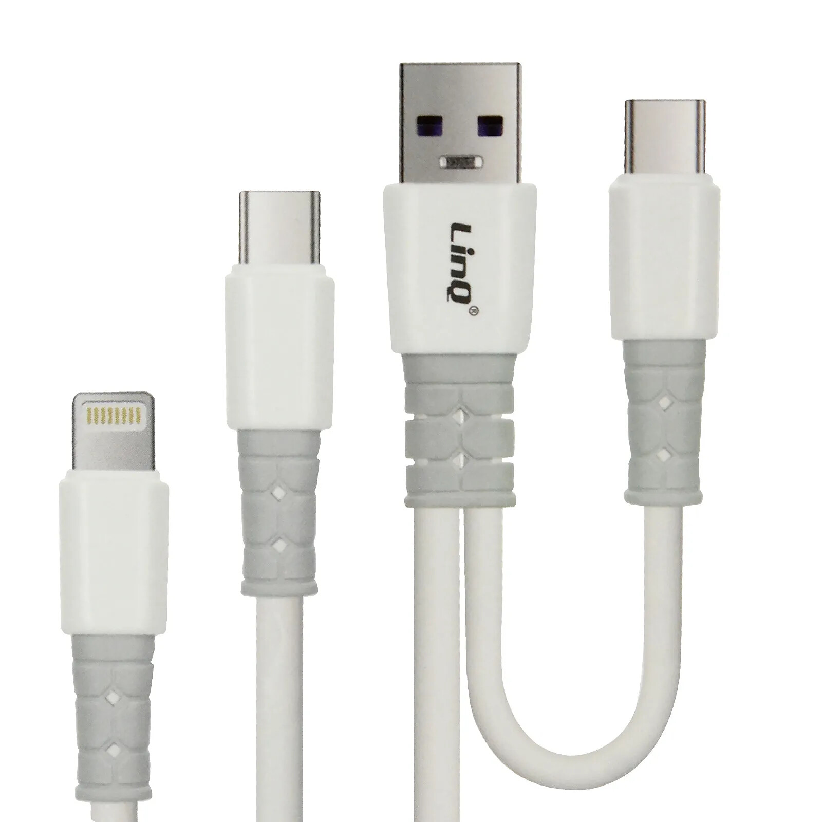 LinQ Câble USB-A / USB-C vers USB-C et Lightning Power Delivery 60W 1,2 ...