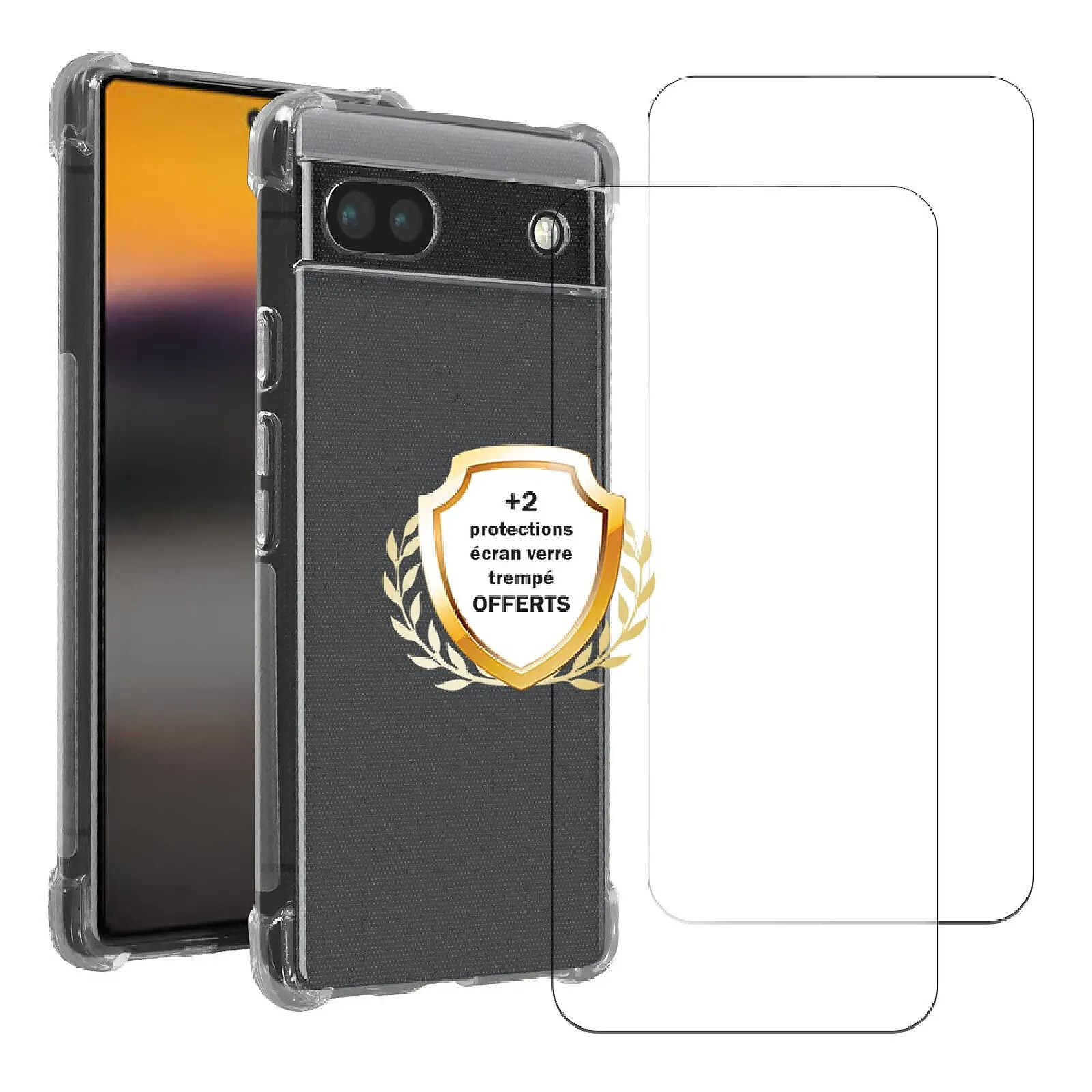 Evetane Coque Google Pixel 6A Antichoc coins renforcés Silicone + 2 ...