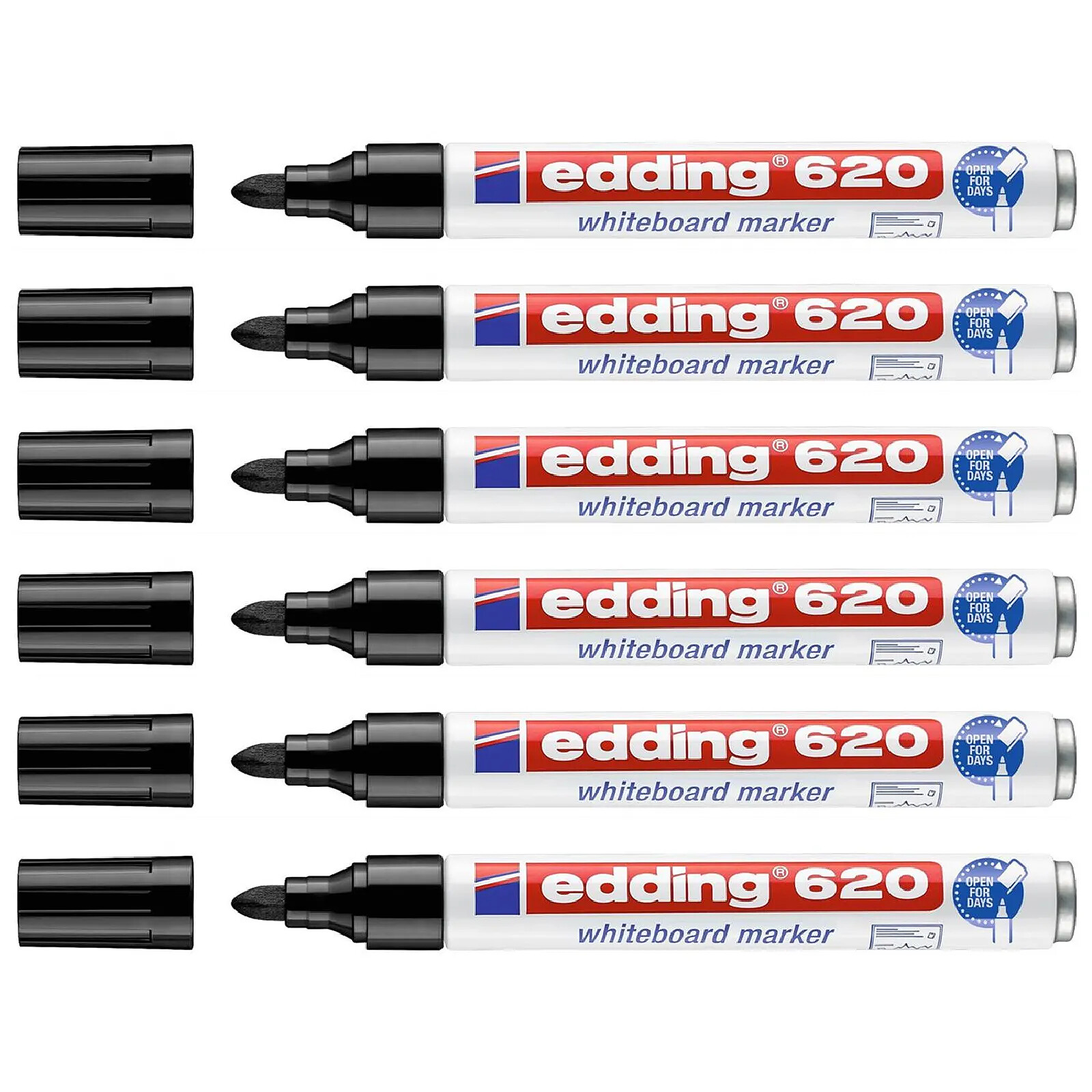 EDDING Marqueur pour Tableaux blancs 620 Noir Corps Alu Pointe Ronde 1 ...