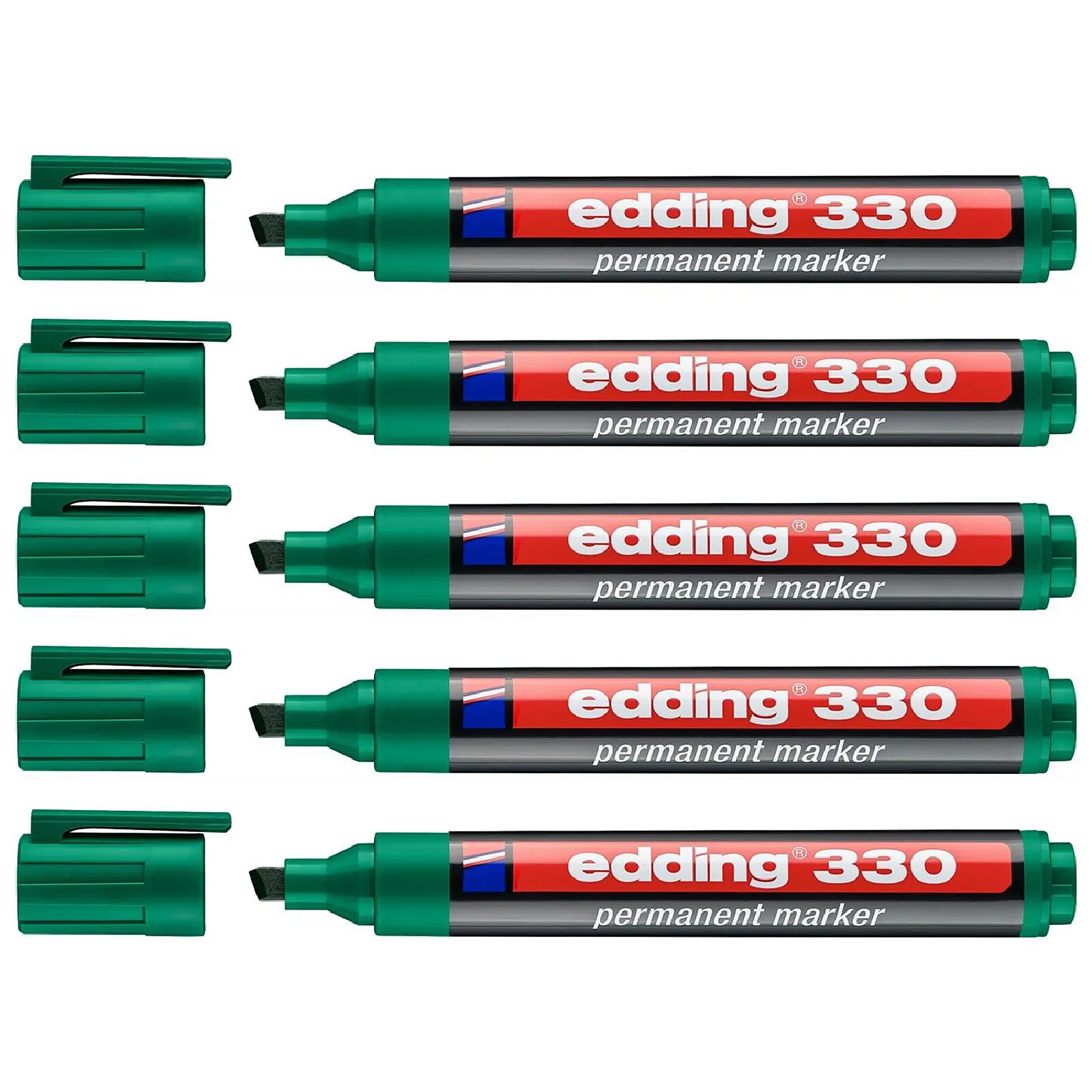 EDDING Marqueur Permanent 330 Vert Pointe Biseautée 1-5 mm x 5 ...