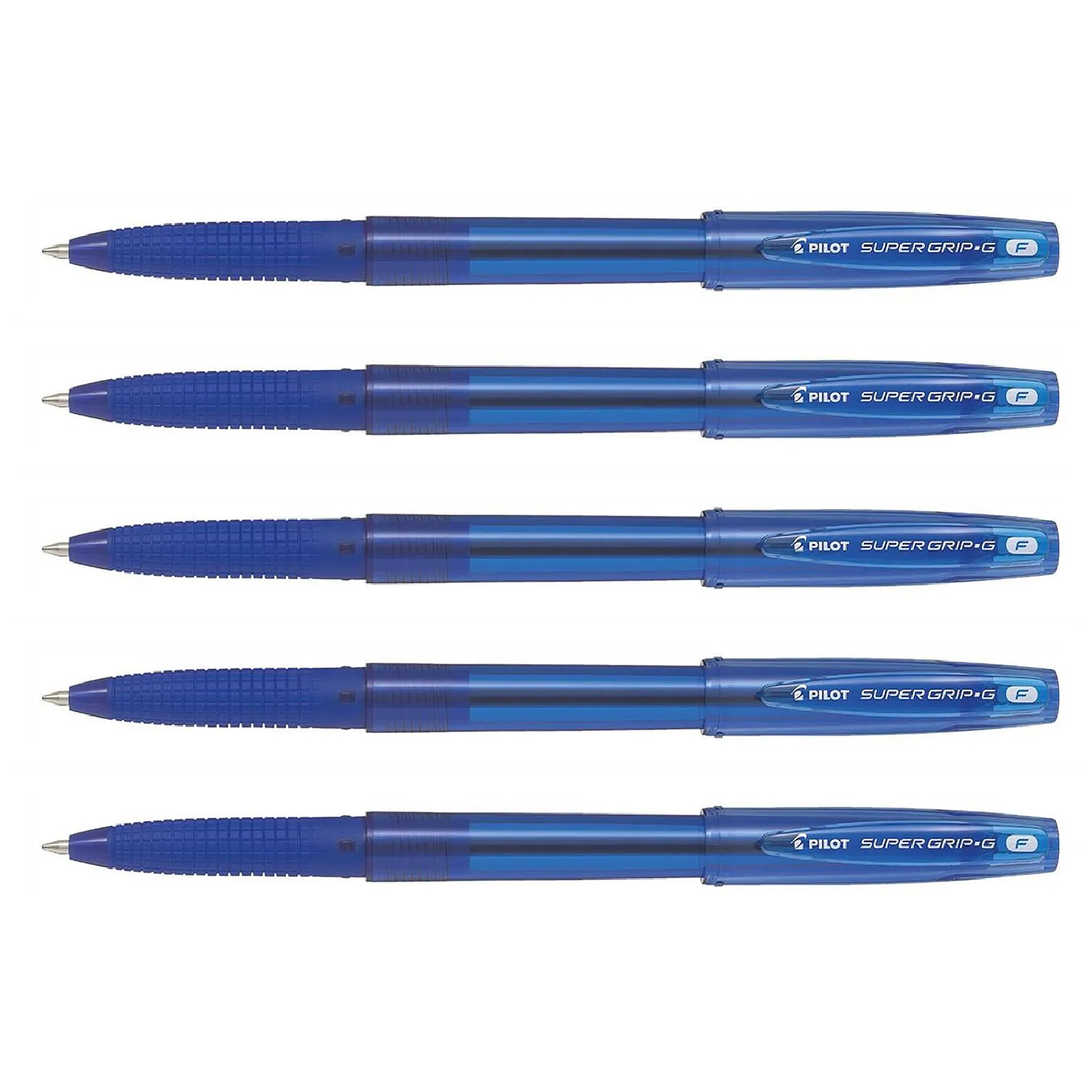 PILOT Stylo Bille à Capuchon SUPER GRIP G Pointe Fine Bleu x 5 - Stylo ...