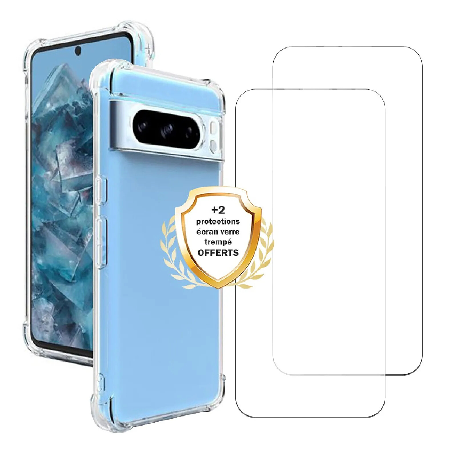 Evetane Coque Google Pixel 8 Pro Antichoc coins renforcés Silicone + 2 ...