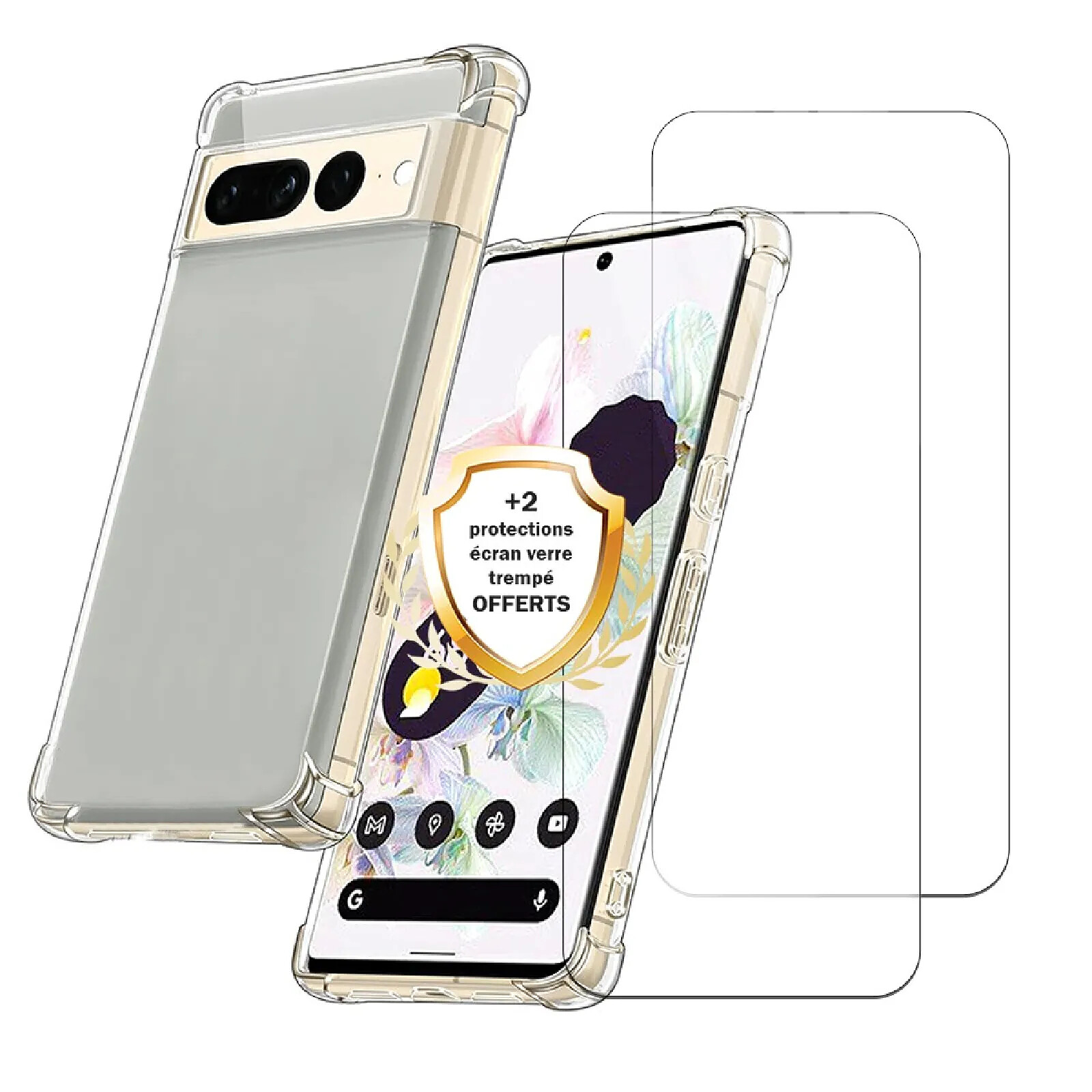Evetane Coque Google Pixel 7 Pro Antichoc coins renforces Silicone + 2 ...