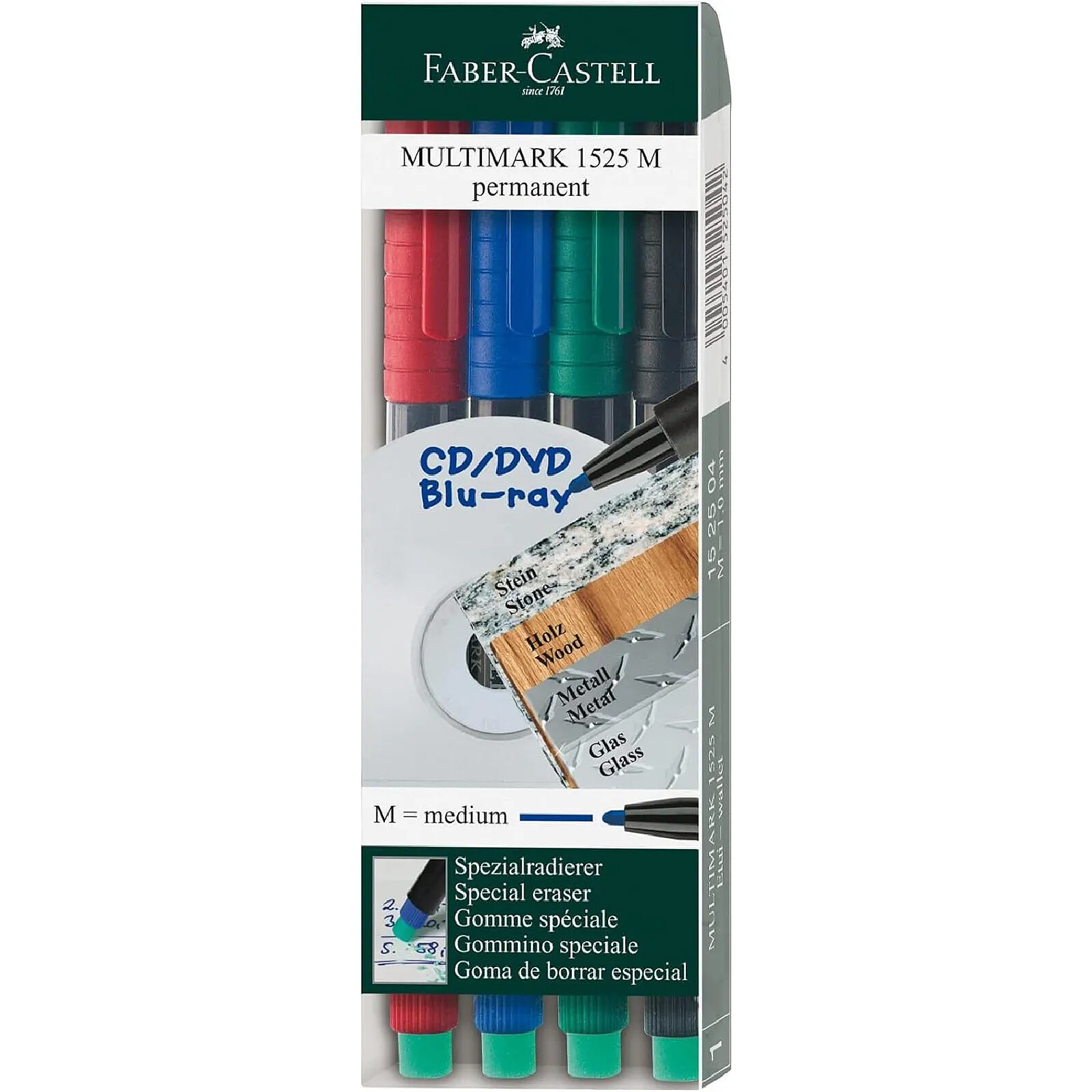 FABER-CASTELL Etui de 4 marqueurs CD/DVD MULTIMARK permanent M, Moyen ...