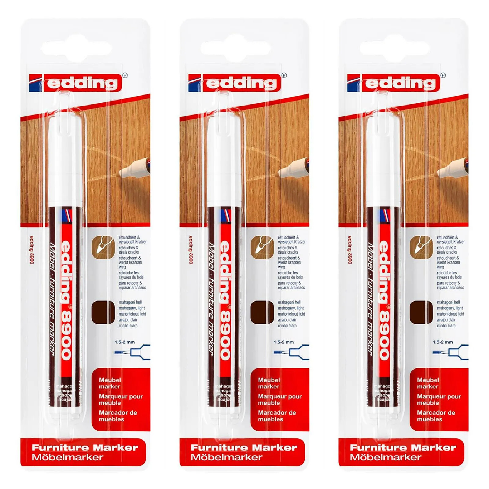EDDING Marqueur Réparation de Meuble 8900 Acajou Clair Pointe Ronde 1,5 ...