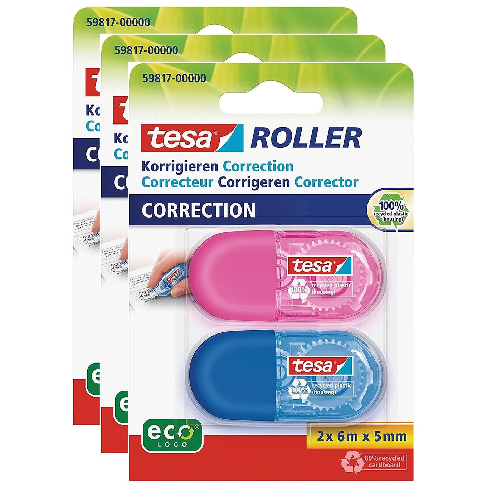 TESA Pack 2 Mini Rollers de Correction Design Ergonomique Multicolore ...