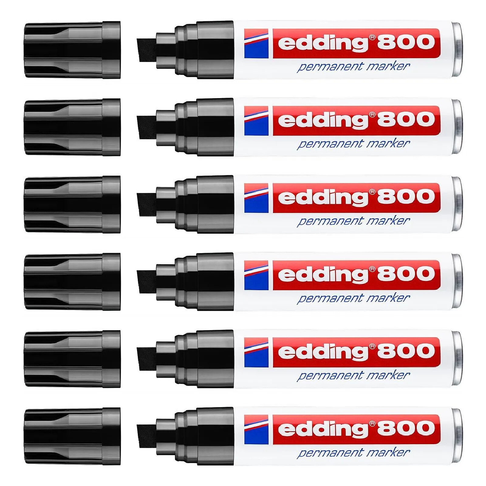 EDDING Marqueur Permanent 800 Pointe Large noir 4-12 mm x 6 - Marqueur ...