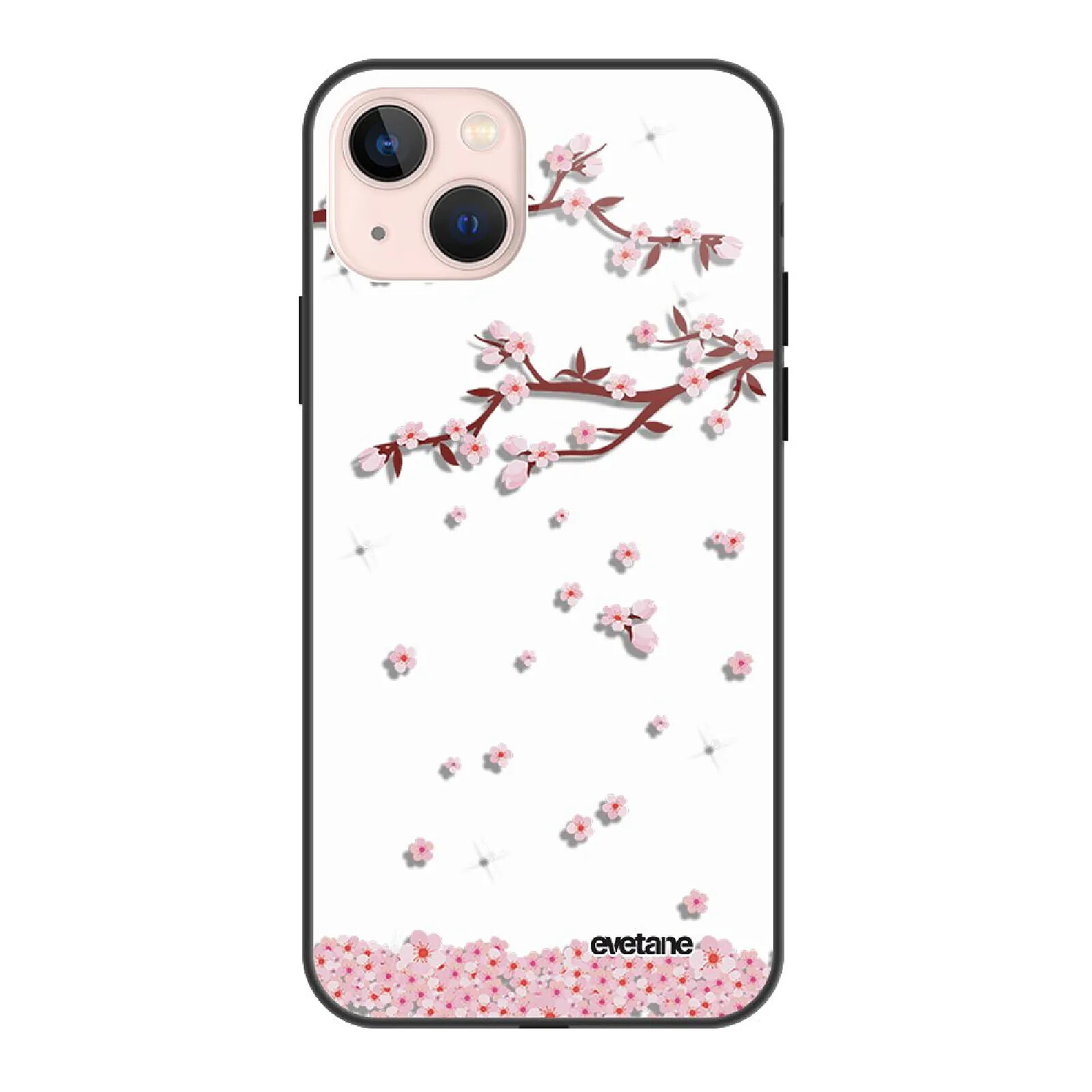 Evetane Coque iPhone 13 Mini Coque Soft Touch Glossy Chute De Fleurs ...