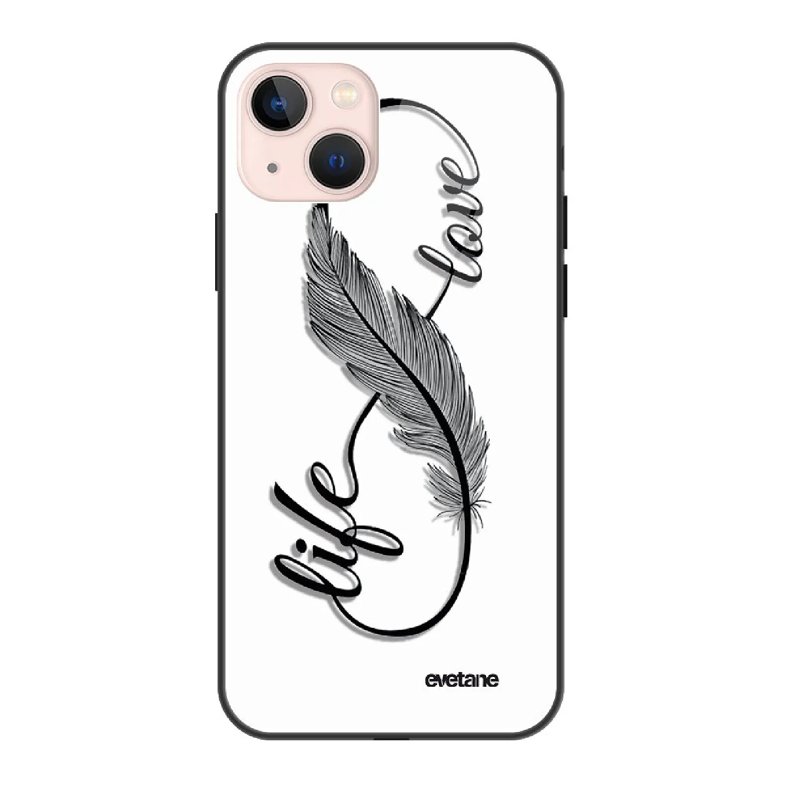 Evetane Coque iPhone 13 Coque Soft Touch Glossy Love Life Design ...