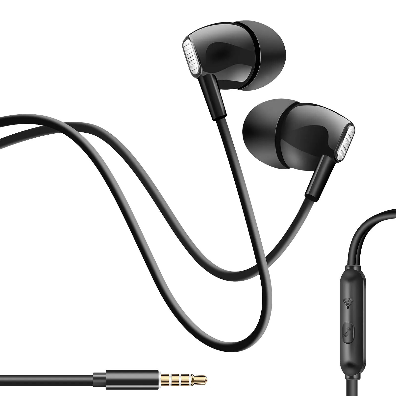 Inkax Écouteurs Filaires Jack 3,5 mm avec Microphone Intégré Noir - Kit ...