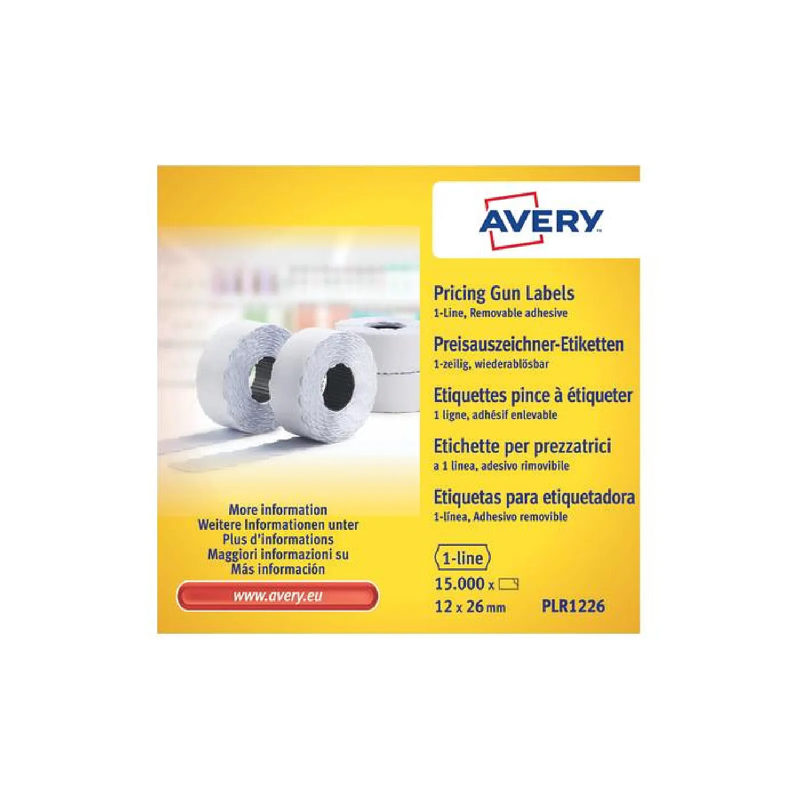 AVERY PLR1226 - Boîte de 10 rouleaux de 1500 étiquettes 1 ligne (8 ...